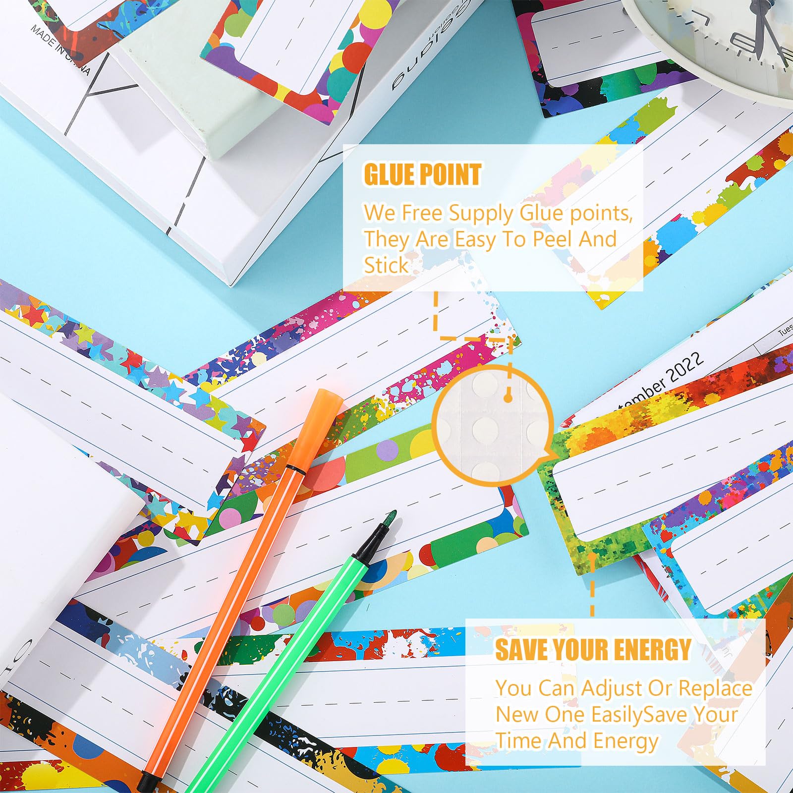 Snapklik.com : 72 Pcs Classroom Desk Name Plate Tags Colorful ...