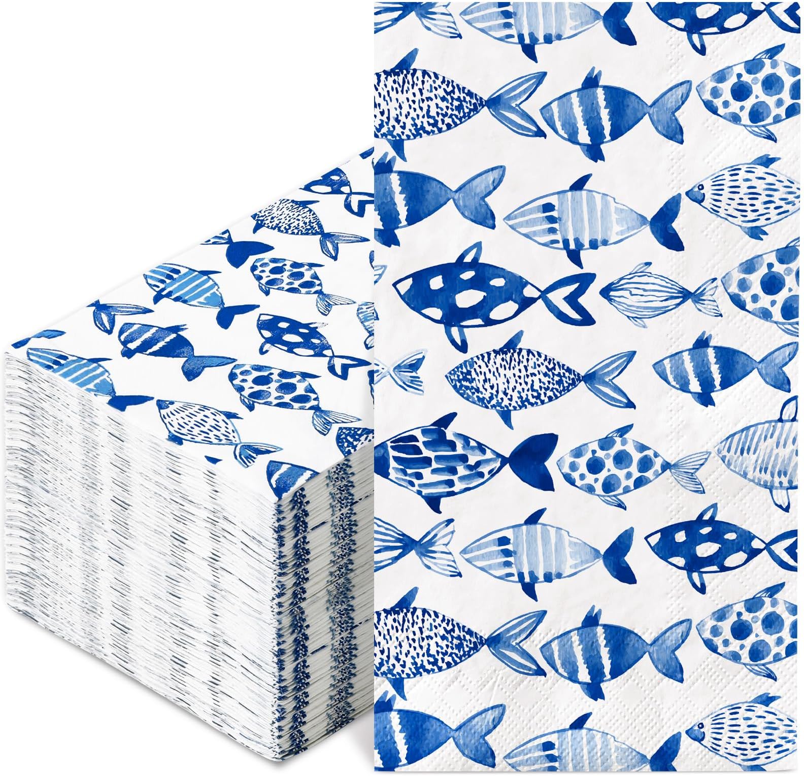 Amazon.com: Generic AnyDesign 100Pcs Chinoiserie Guest Napkin Blue ...