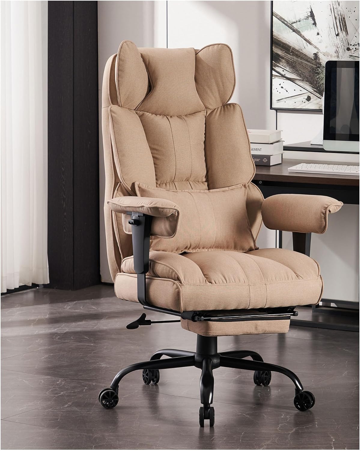 Amazon.com: Efomao Fabric Office Chair, Big and Tall Office Chair 400 ...