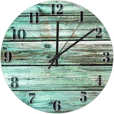 Amazon.com: Home-X Green Large Analog Wall Clock, Silent, Rustic Home ...