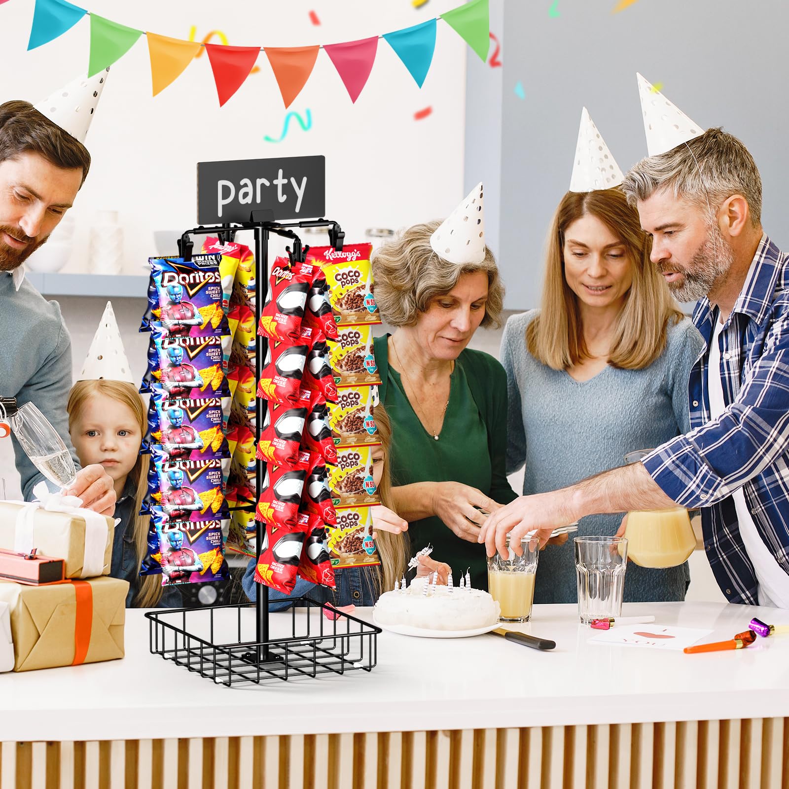 Snapklik.com : Chip Rack Display Stand, Chip Bag Holder For Party 360 ...