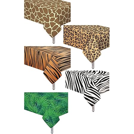 Amazon.com: Oojami 5 Pack Animal Safari Theme Zoo Print Table Cover ...
