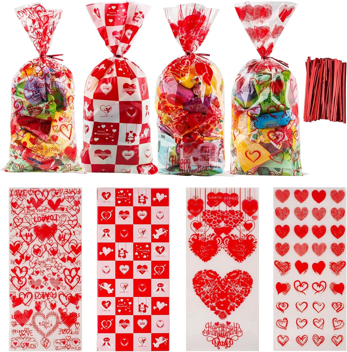 Amazon.com: FloraSea 200 PCS Valentines Day Gift Bags, Valentines Bag ...