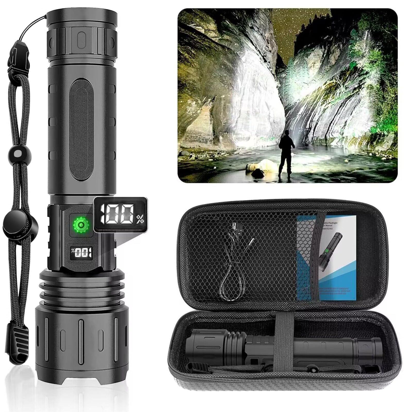 Rechargeable LED Torch High Lumens, 20000LM Super Bright Rechargeable ...