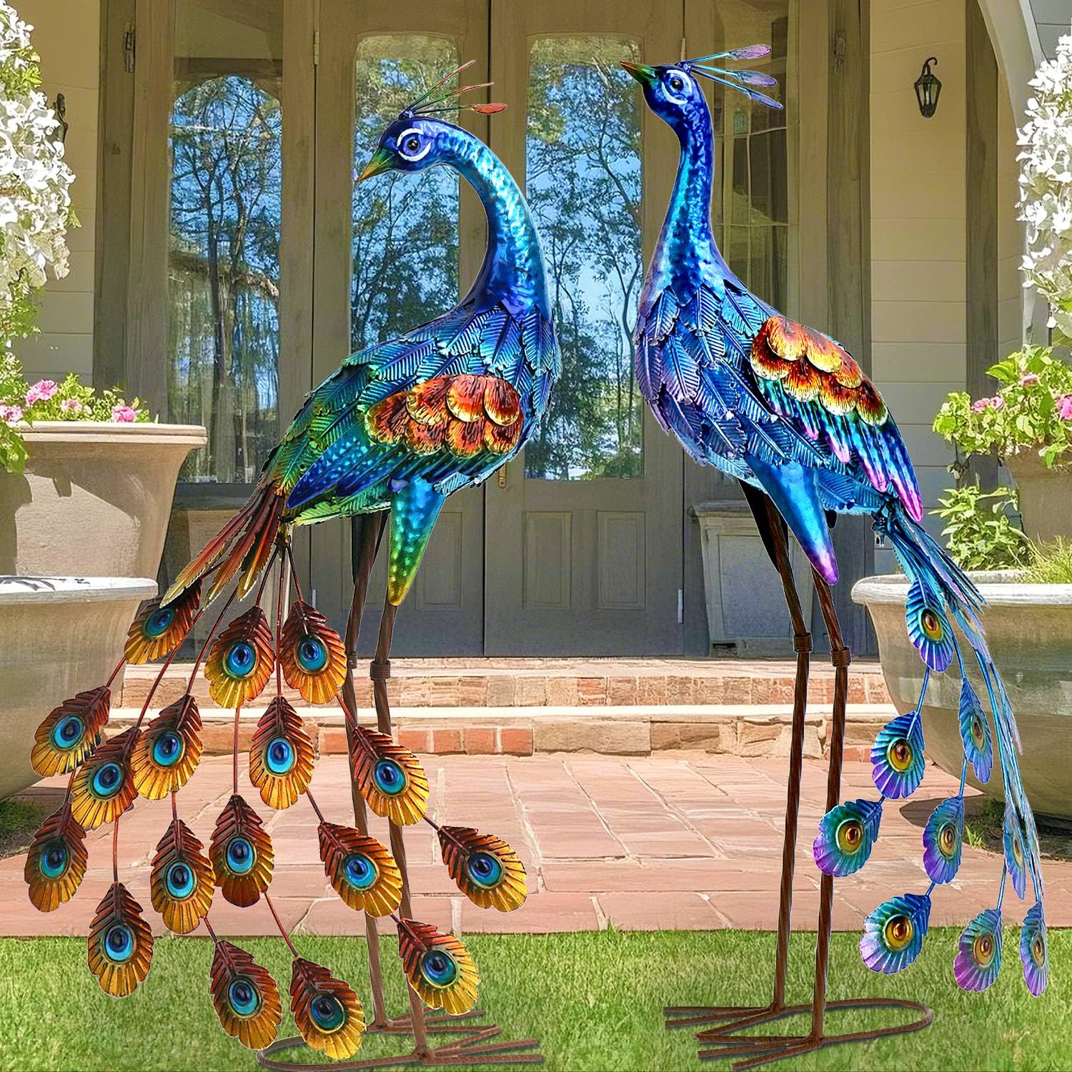 Snapklik.com : Peacock Garden Statue And Sculpture, Metal Peacocks Yard ...