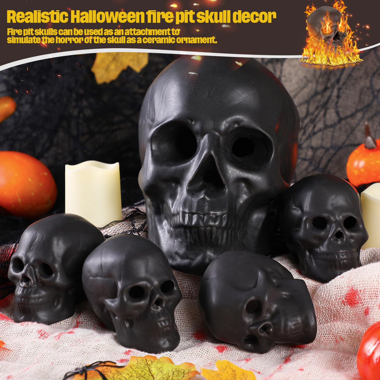 Snapklik.com : Wettarn 5 Pcs Imitated Human Skull Gas Log Shaped Fire ...