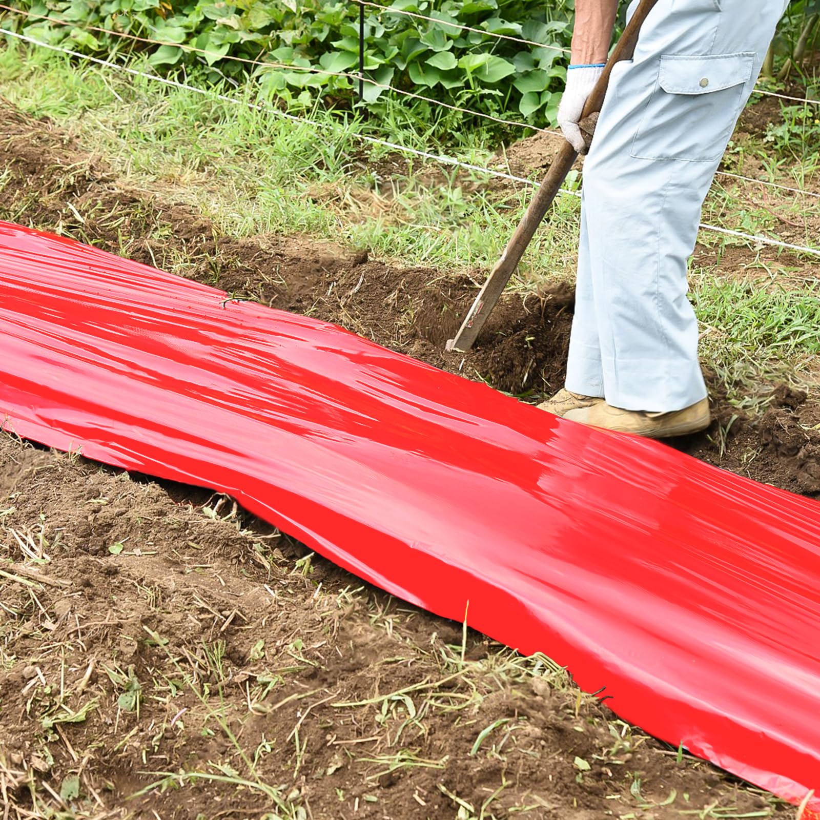 Snapklik.com : 4ft X 25ft Red Mulch Garden Plastic Film, 2 Mil Red ...