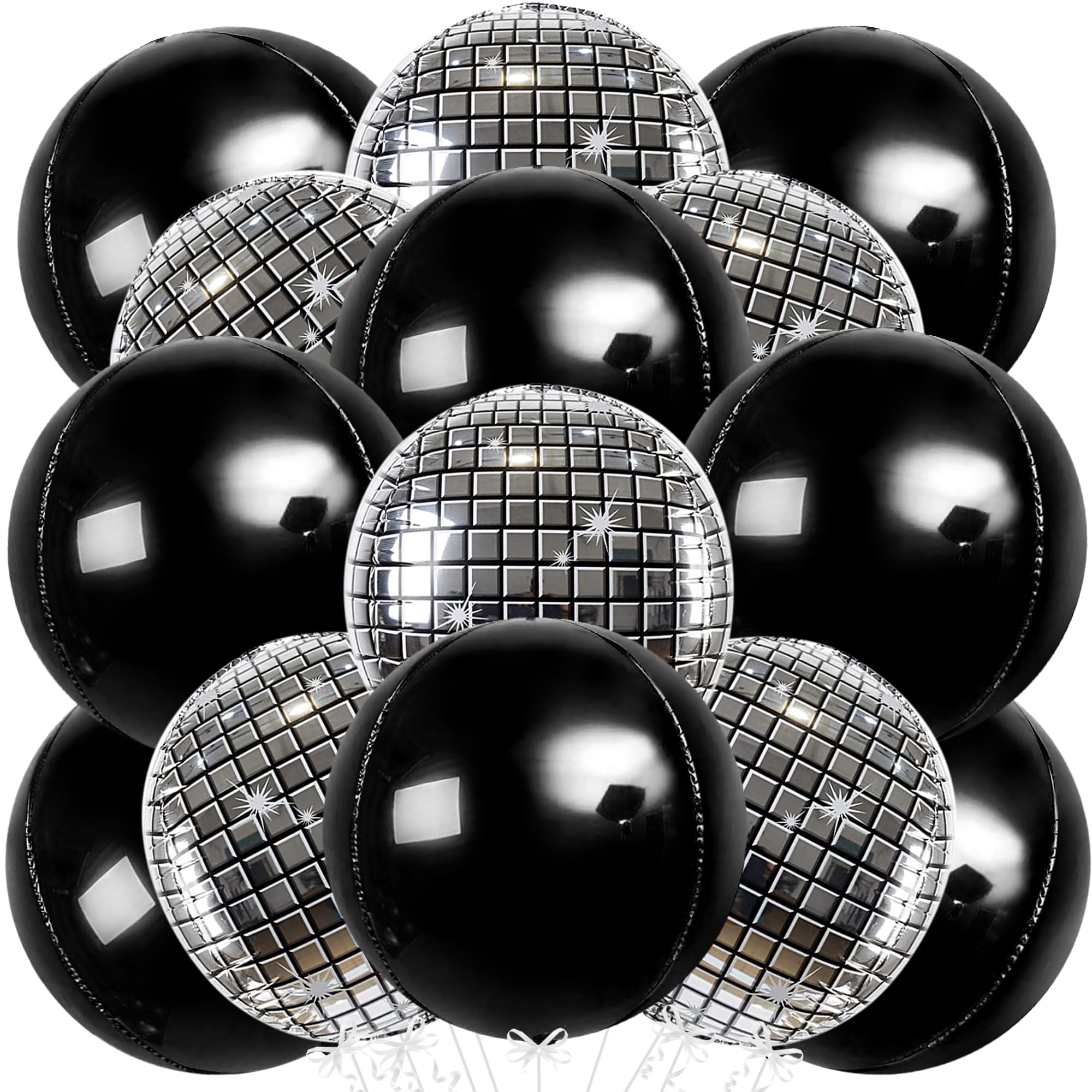 Amazon.com: Silver Disco Balloons - 22 Inch, Pack of 12 with Big Black ...