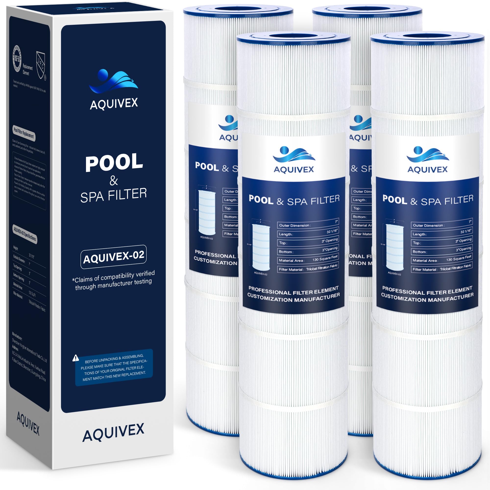 Amazon.com : AQUIVEX CCP520 Pool Filter Cartridges 520 Sq. Ft ...