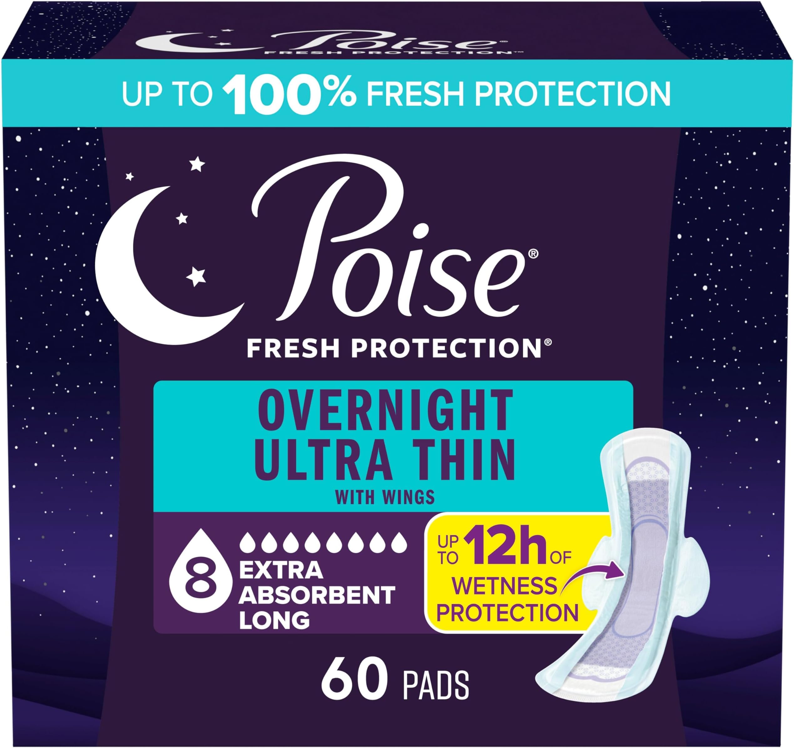 Amazon.com: Poise Overnight Ultra Thin Incontinence & Postpartum Pads ...