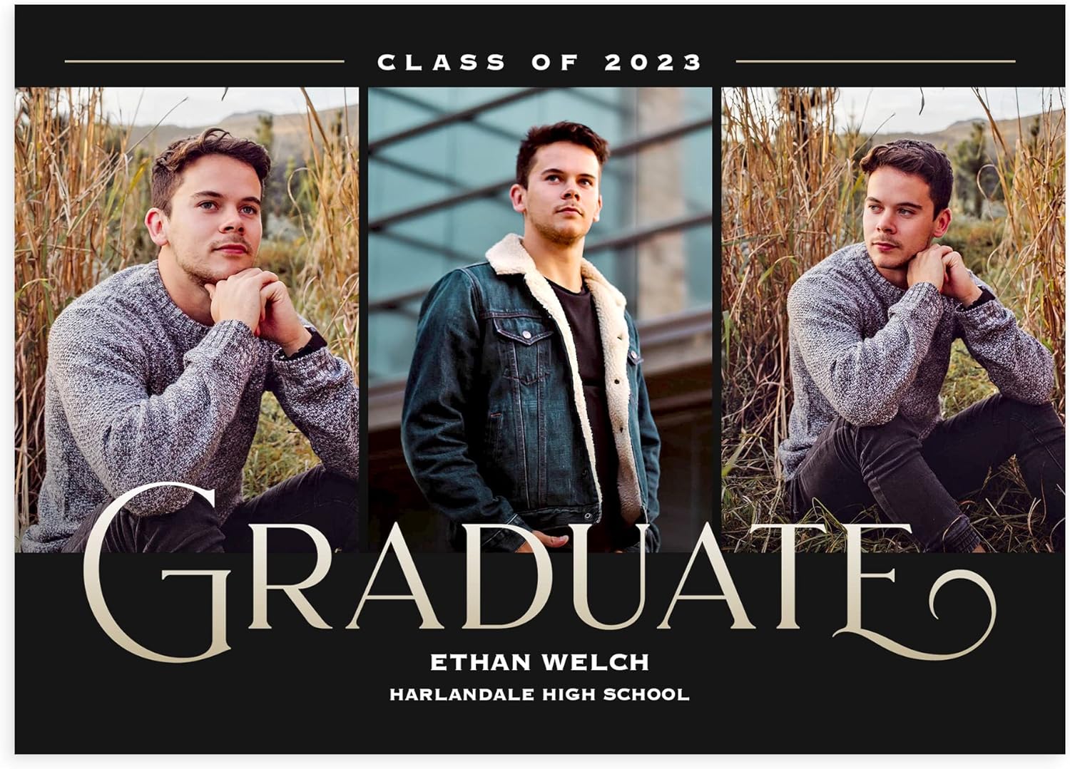 Amazon.com : Let's Make Memories Personalized Timeless Trio Graduation Photo Card 5x7 Premium ...