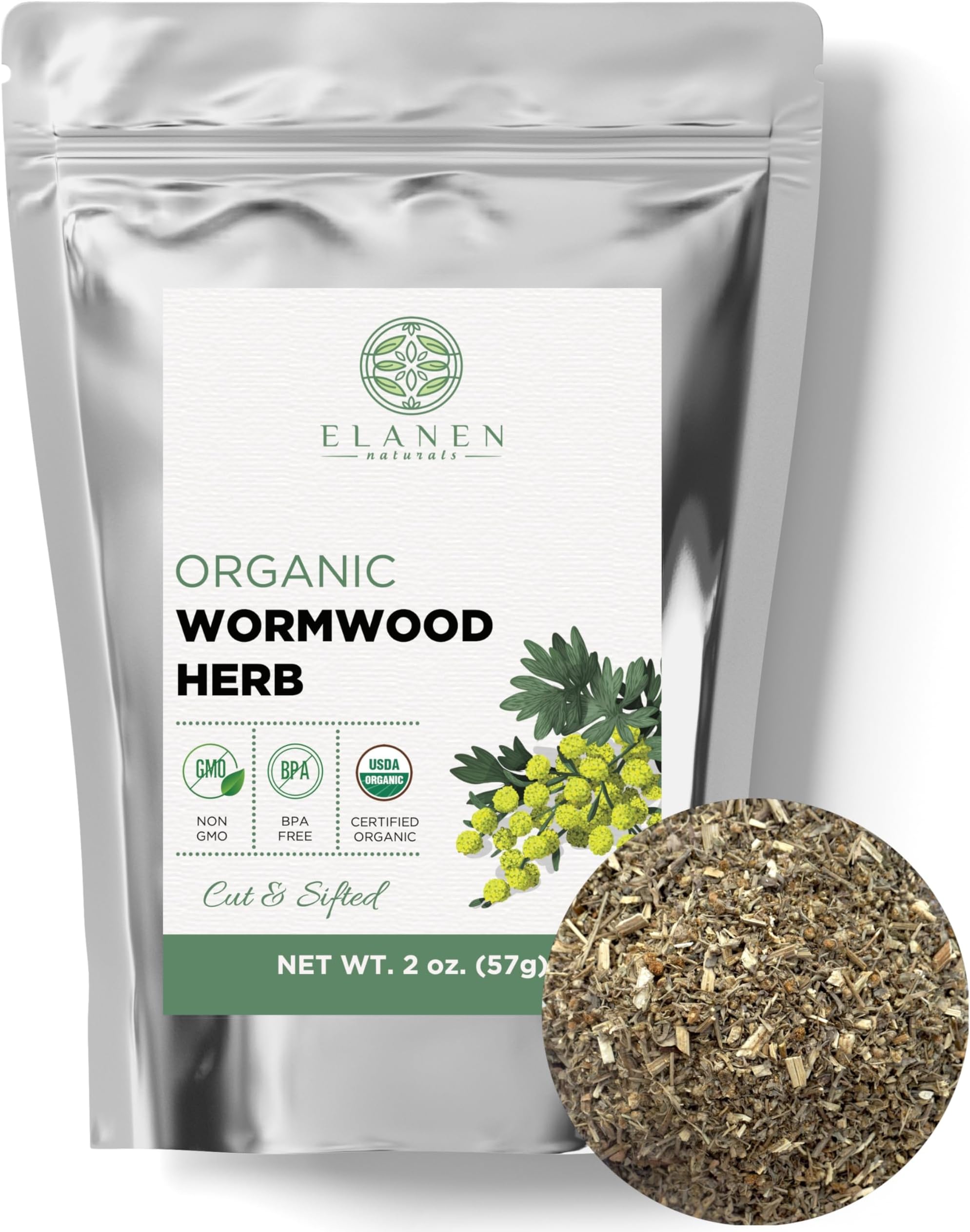 Amazon.com: Organic Wormwood Herb 2 oz. (57g), USDA Certified Organic ...