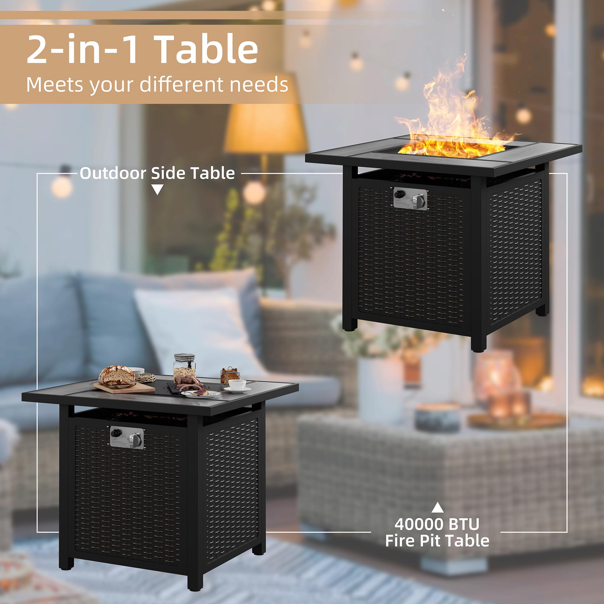 Snapklik.com : JAMFLY 30 Inch Propane Fire Pit Table, Outdoor Gas Fire ...