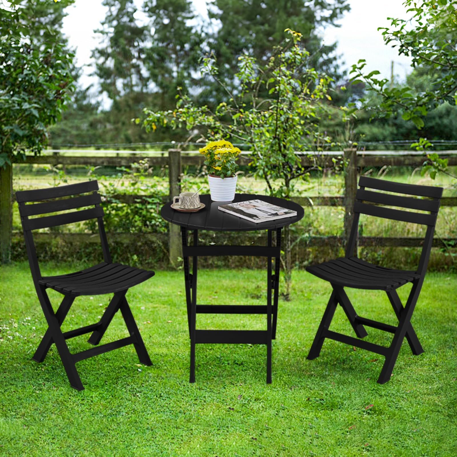 Amazon.com: TAO ONE Patio Bistro Set, 3 Piece Plastic Folding Bistro ...