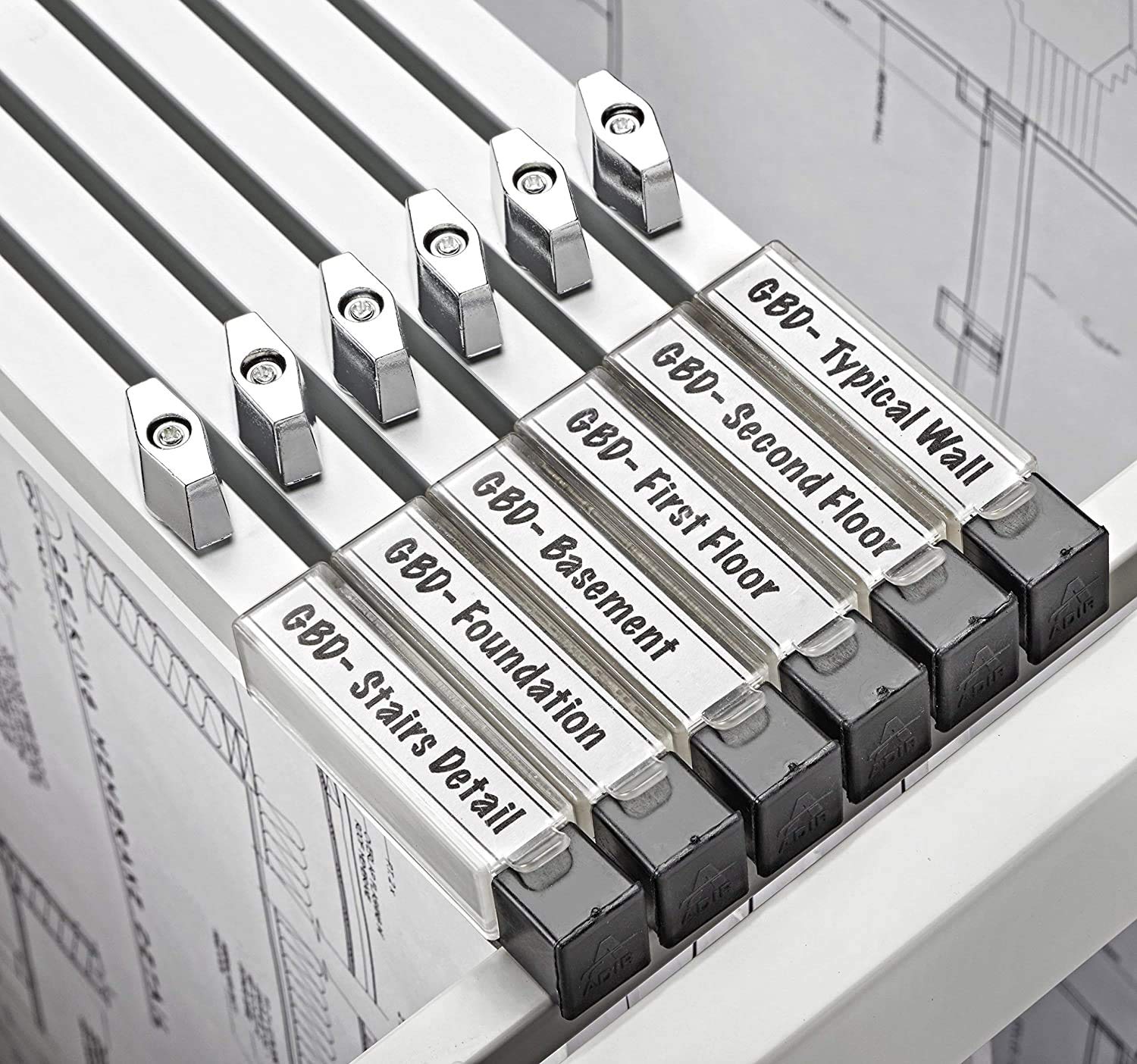 AdirOffice Blueprint File Hanging Clamps 24" - Plans Holder- Aluminum ...