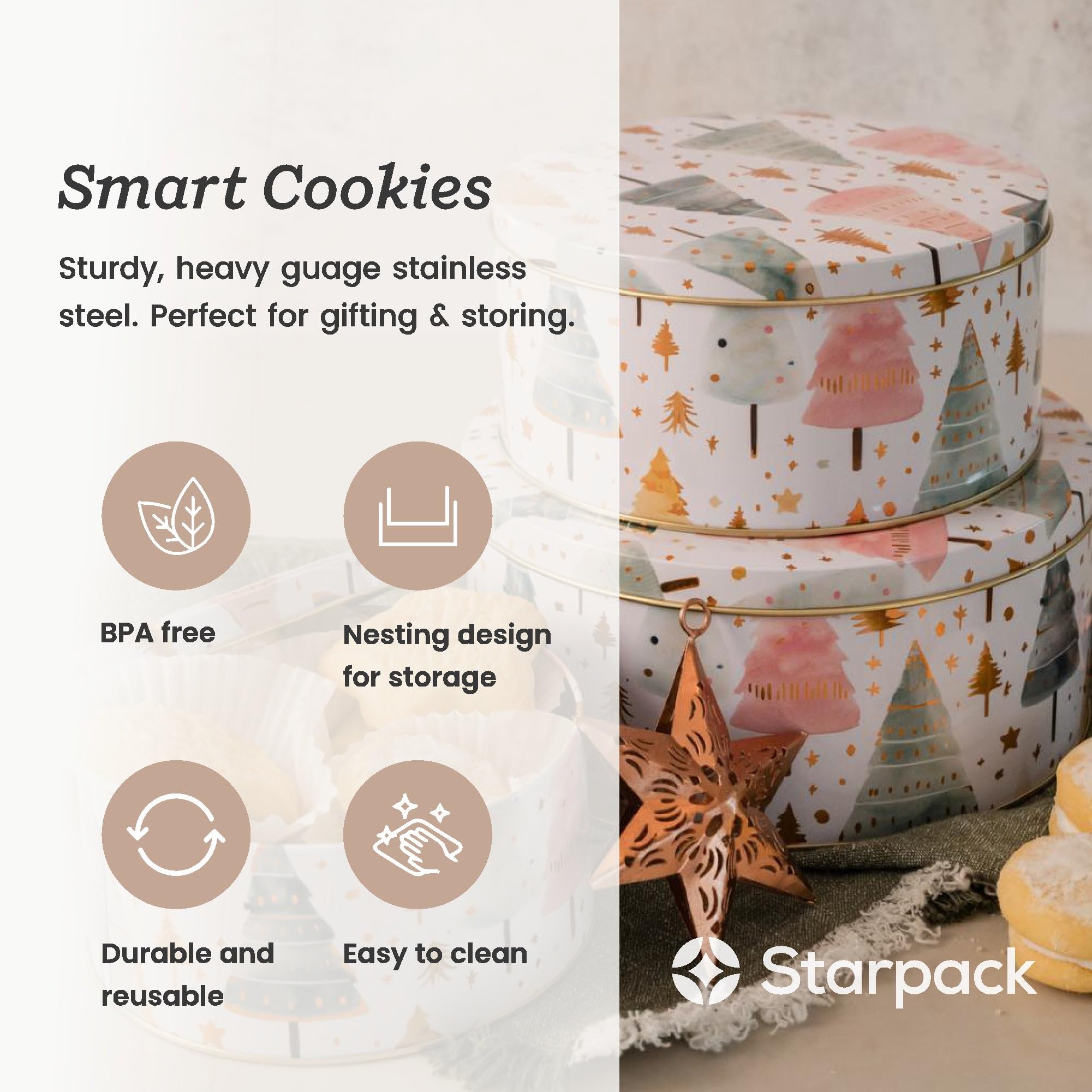 Snapklik.com : Starpack Smart Cookies Holiday Cookie Tins
