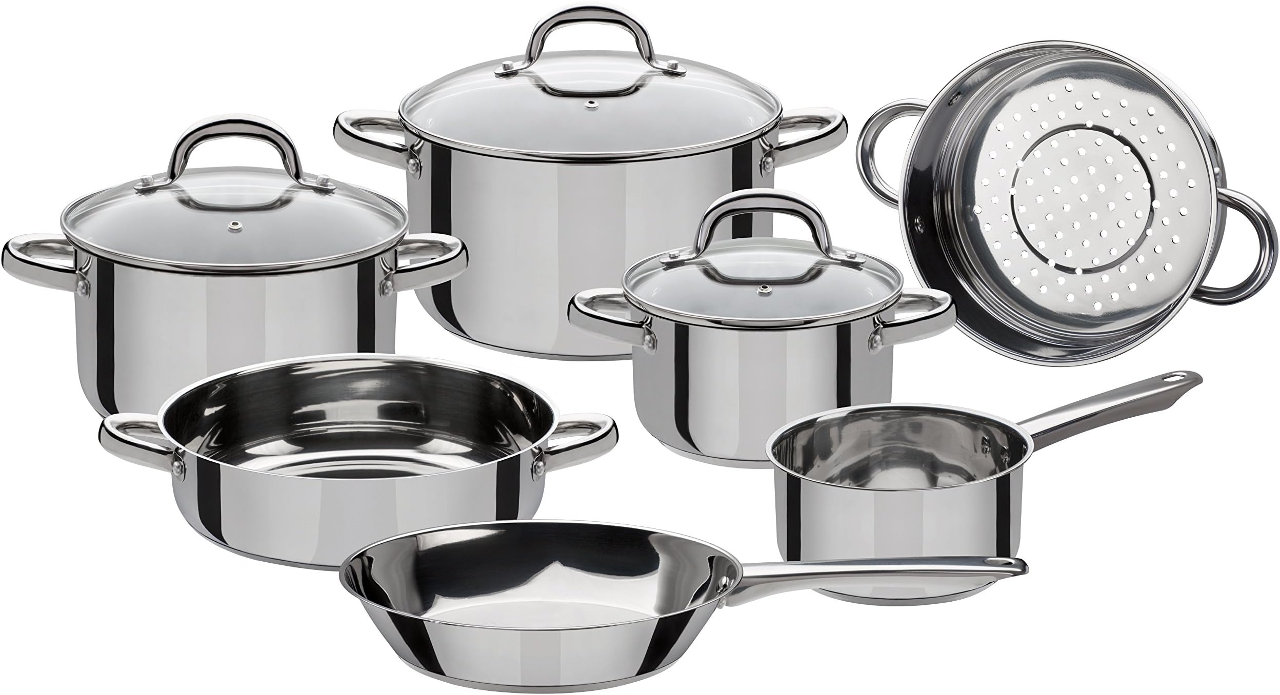 Prima 12pc Cookware Set, Stainless Steel, Silver, Variety Pack : Amazon ...