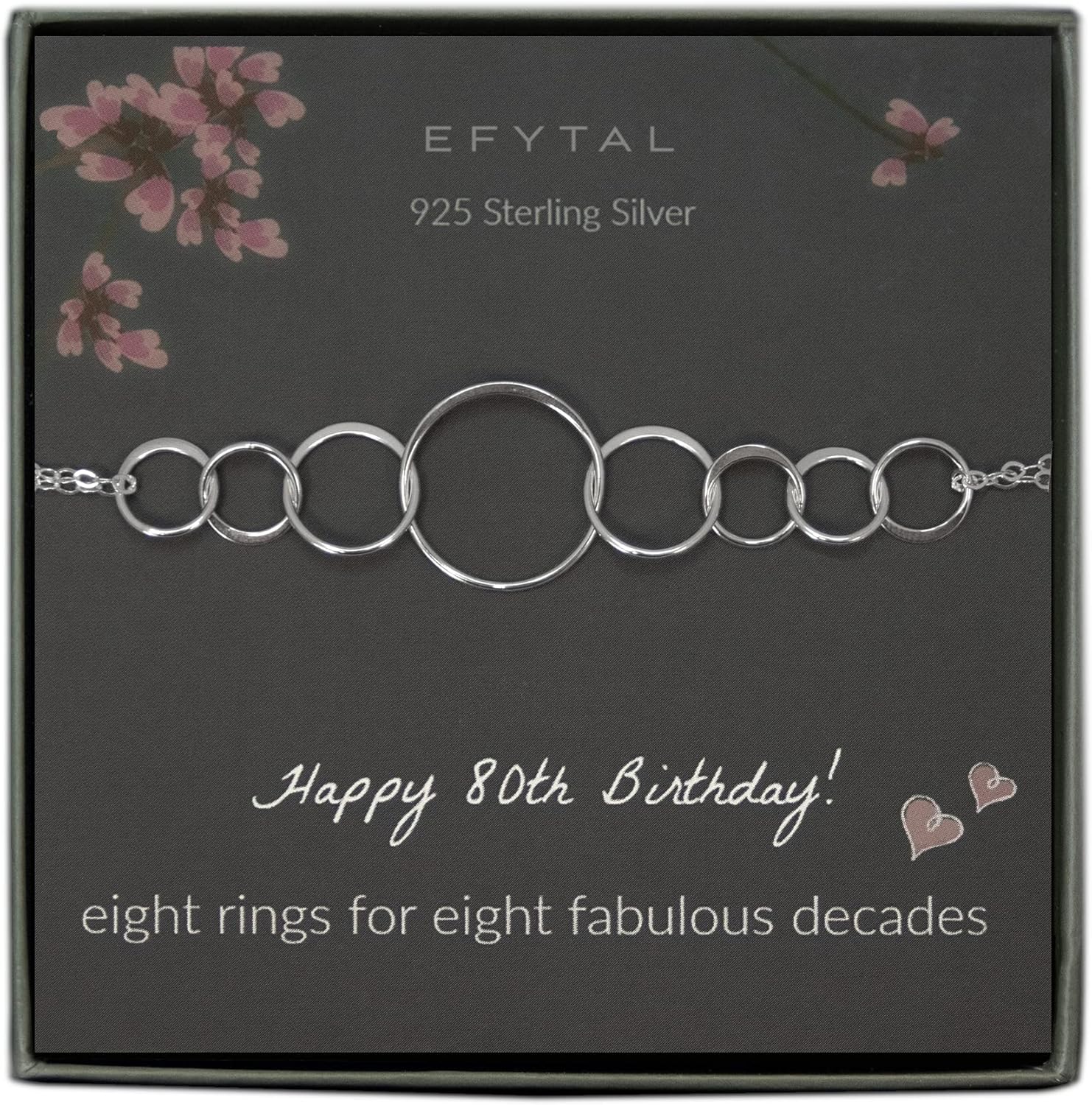 Amazon.com: EFYTAL 80 Birthday Gifts, 925 Sterling Silver 8 Rings ...