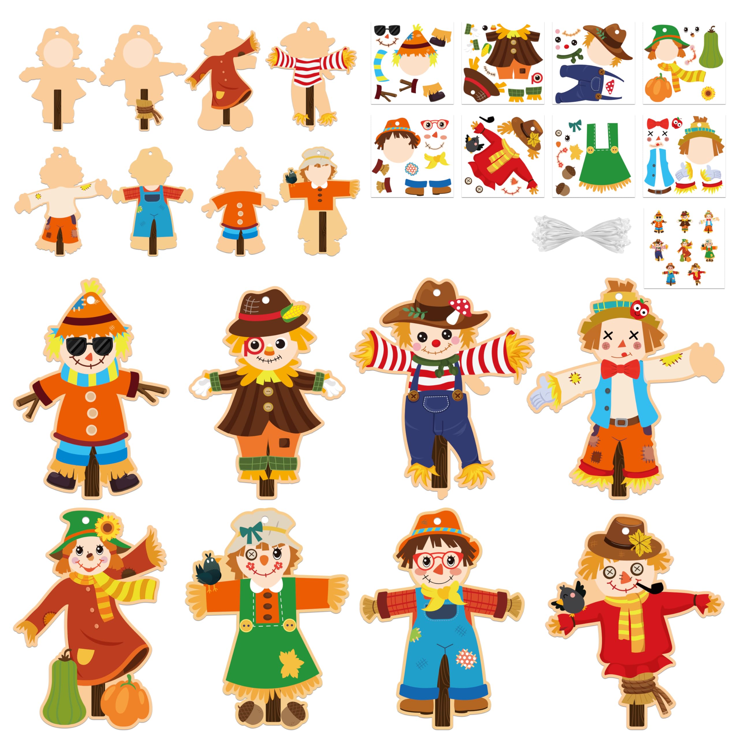 Amazon.com: BeYumi Fall Scarecrow Craft Kit - 123Pcs Fall Scarecrow ...