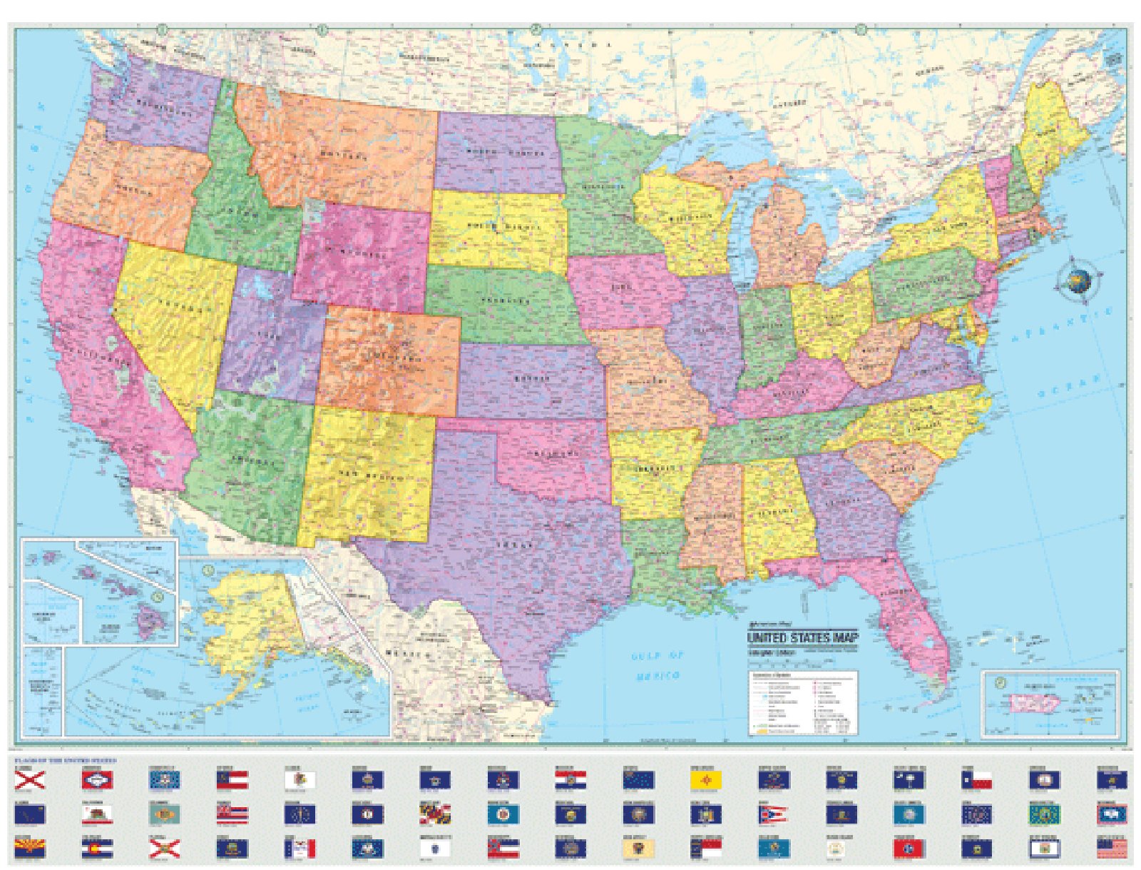 Amazon.com : Advanced Political United States Laminated Rolled Map ...
