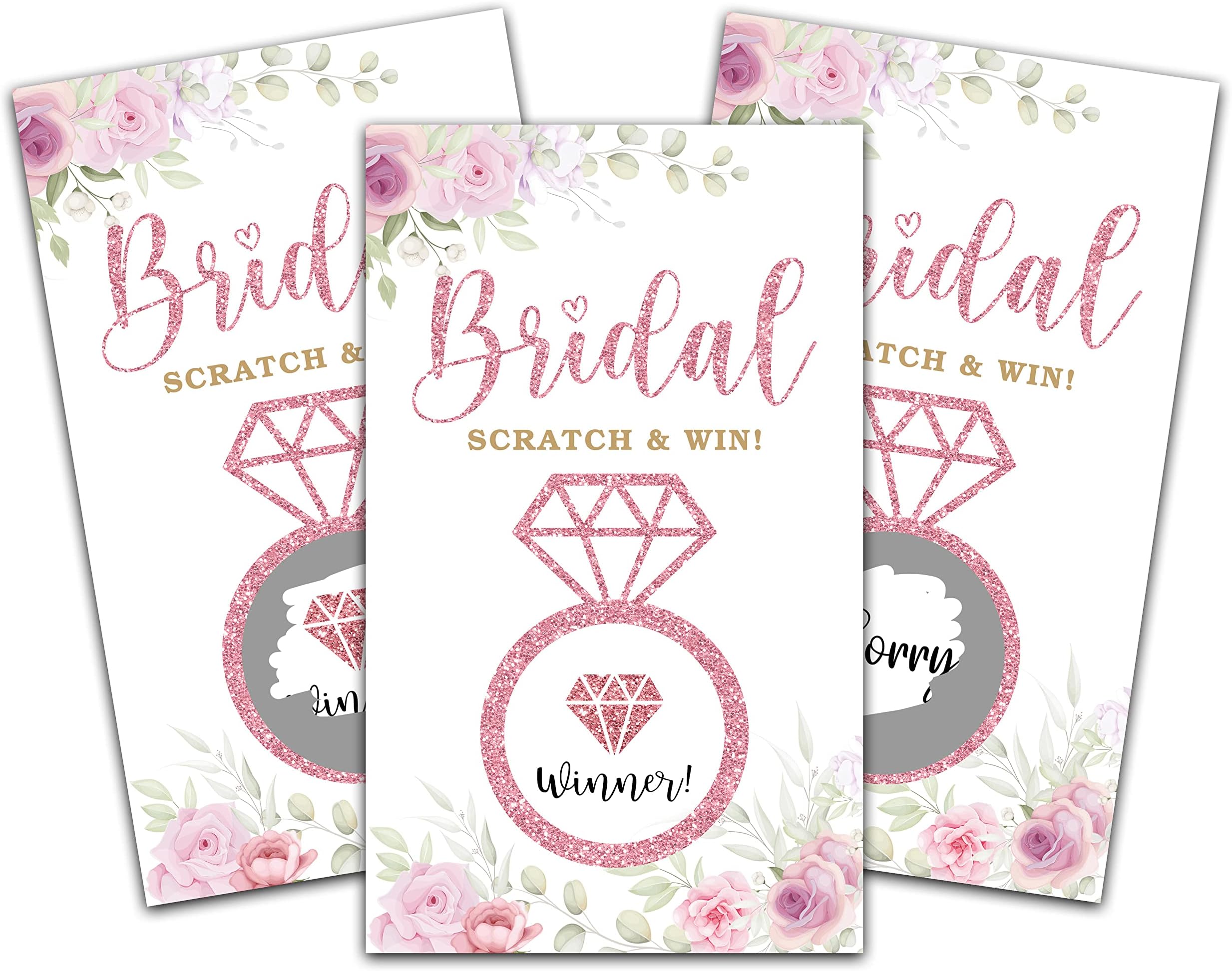 Amazon.com: Bridal Shower Scratch Off Game Cards, Boho Floral Greenery ...