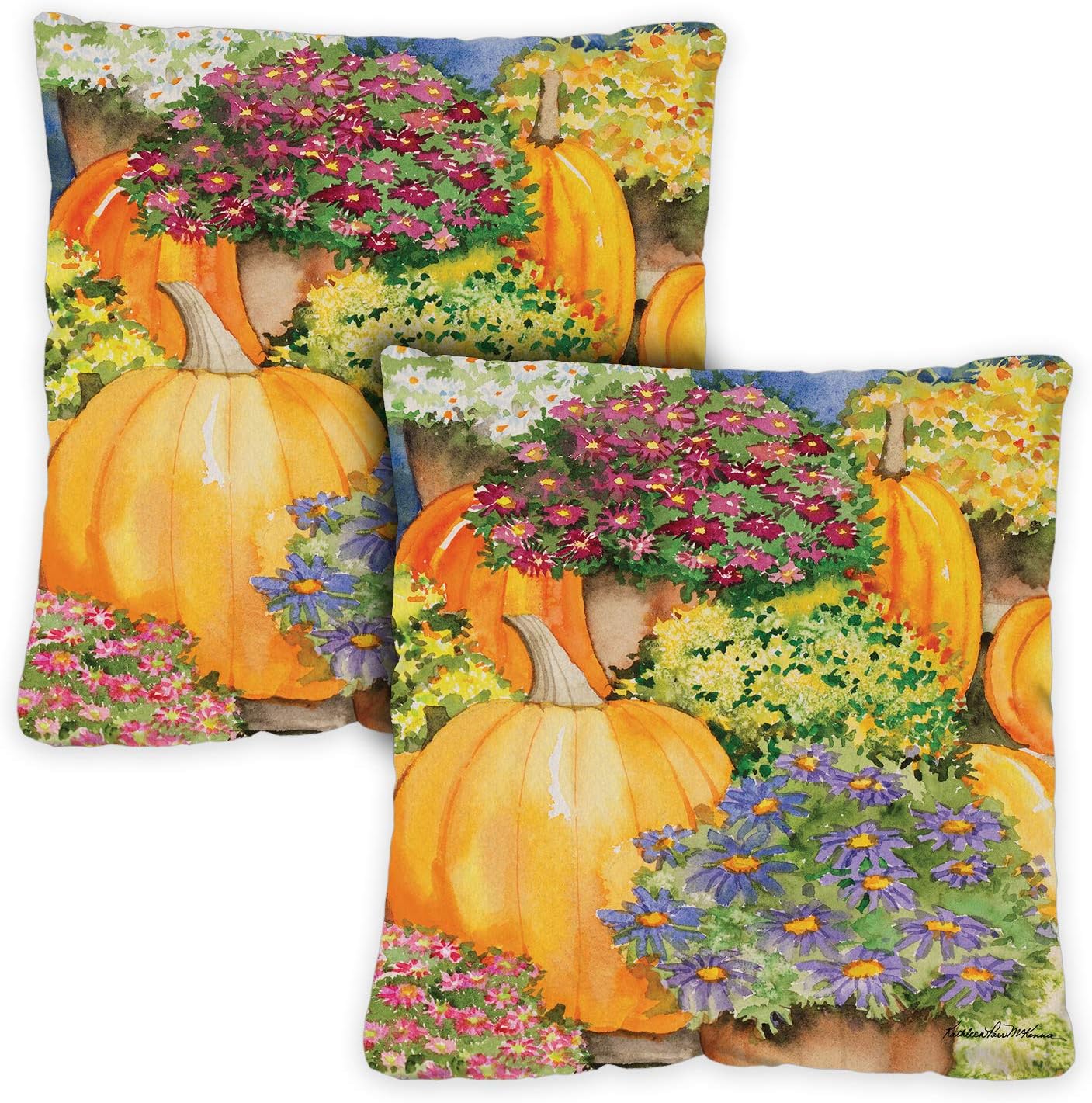 Amazon.com : Toland Home Garden 761312 Set of 2 Pumpkins & Mums Fall ...