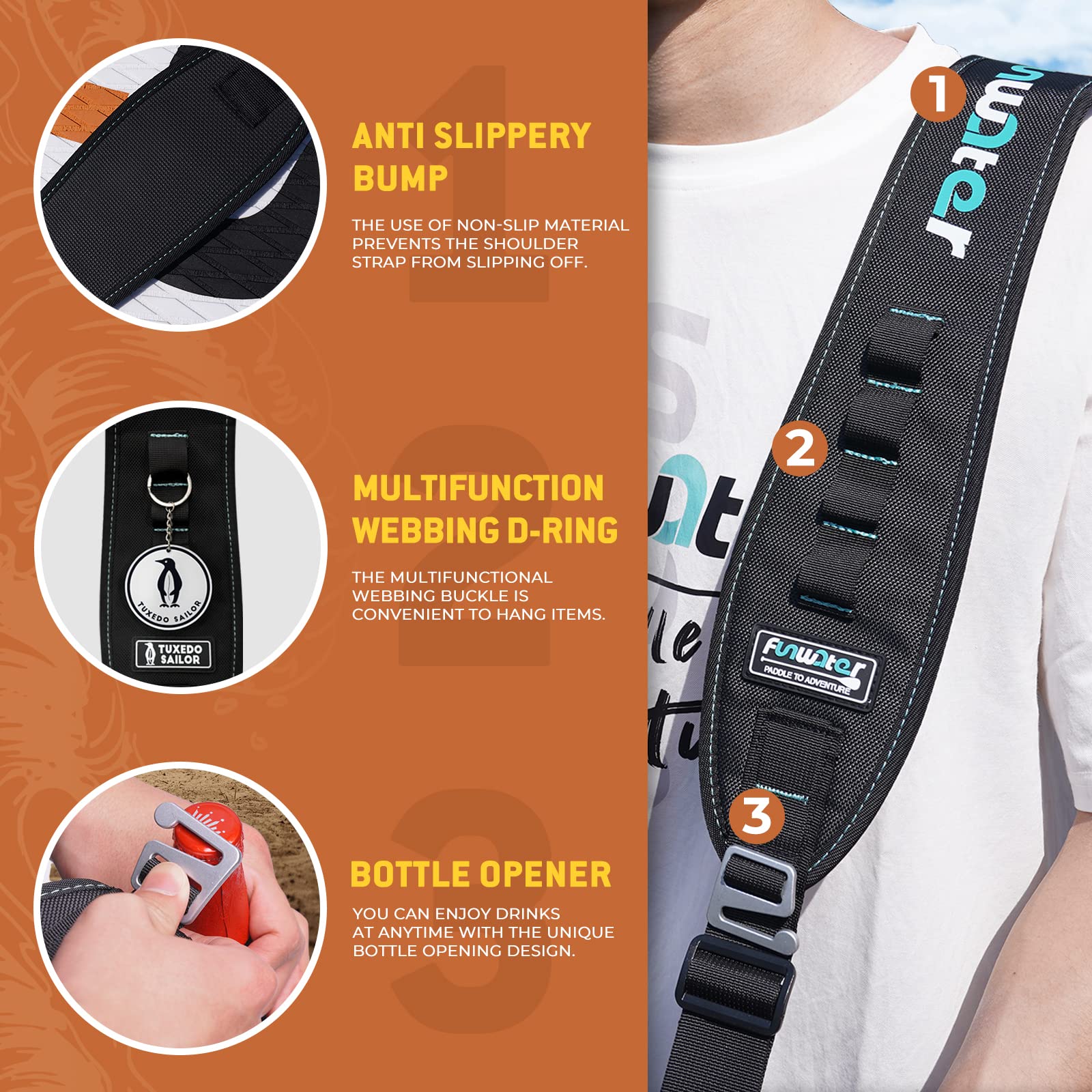 Snapklik.com : FunWater SUP Carry Strap Harness Adjustable Shoulder ...
