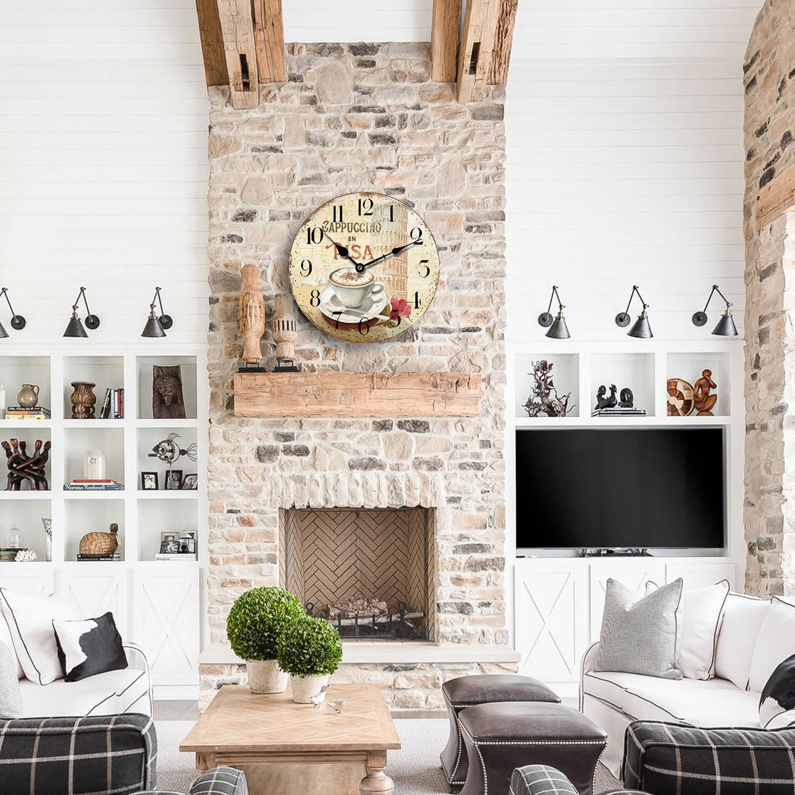 Snapklik.com : Italian Wall Clock,16" Silent Wall Clocks Coffee & Torre ...