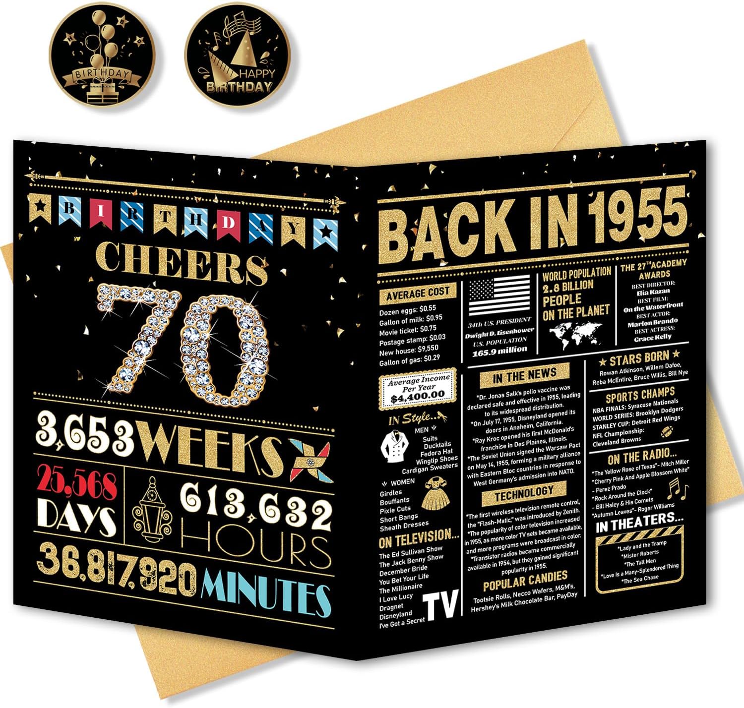 Amazon.com : Large 70th Birthday Card with Envelope - Sweet Gift Ideas ...