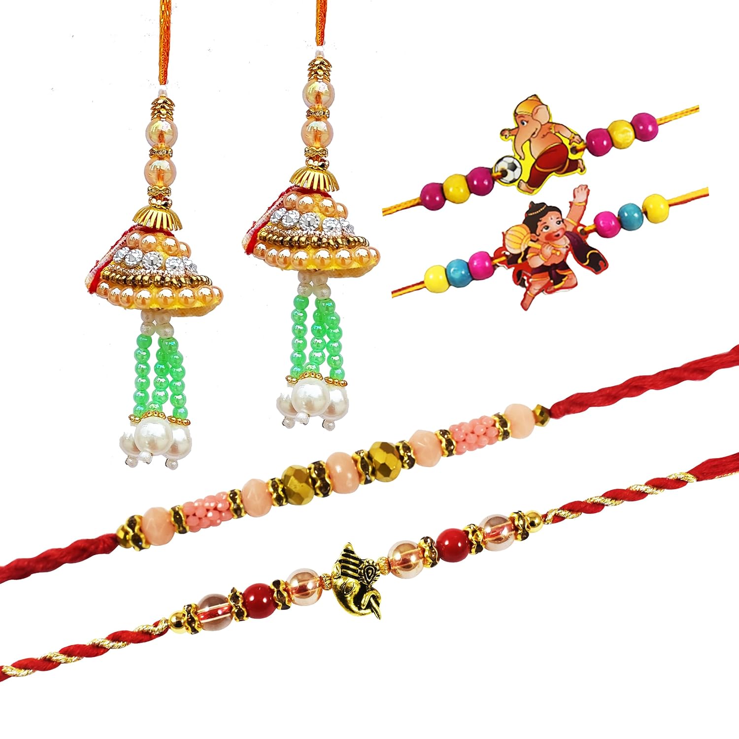 Buy Forty Wings Set 2 Designer Beaded Rakhi 2 Bhabhi Bangle Rakhi Lumba ...