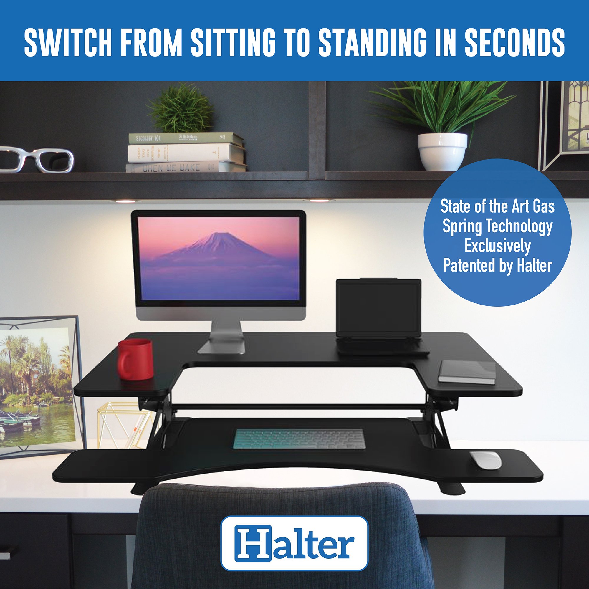 Halter Standing Riser Converter Desk Organizer, 36 Inch Stand Up Desk ...