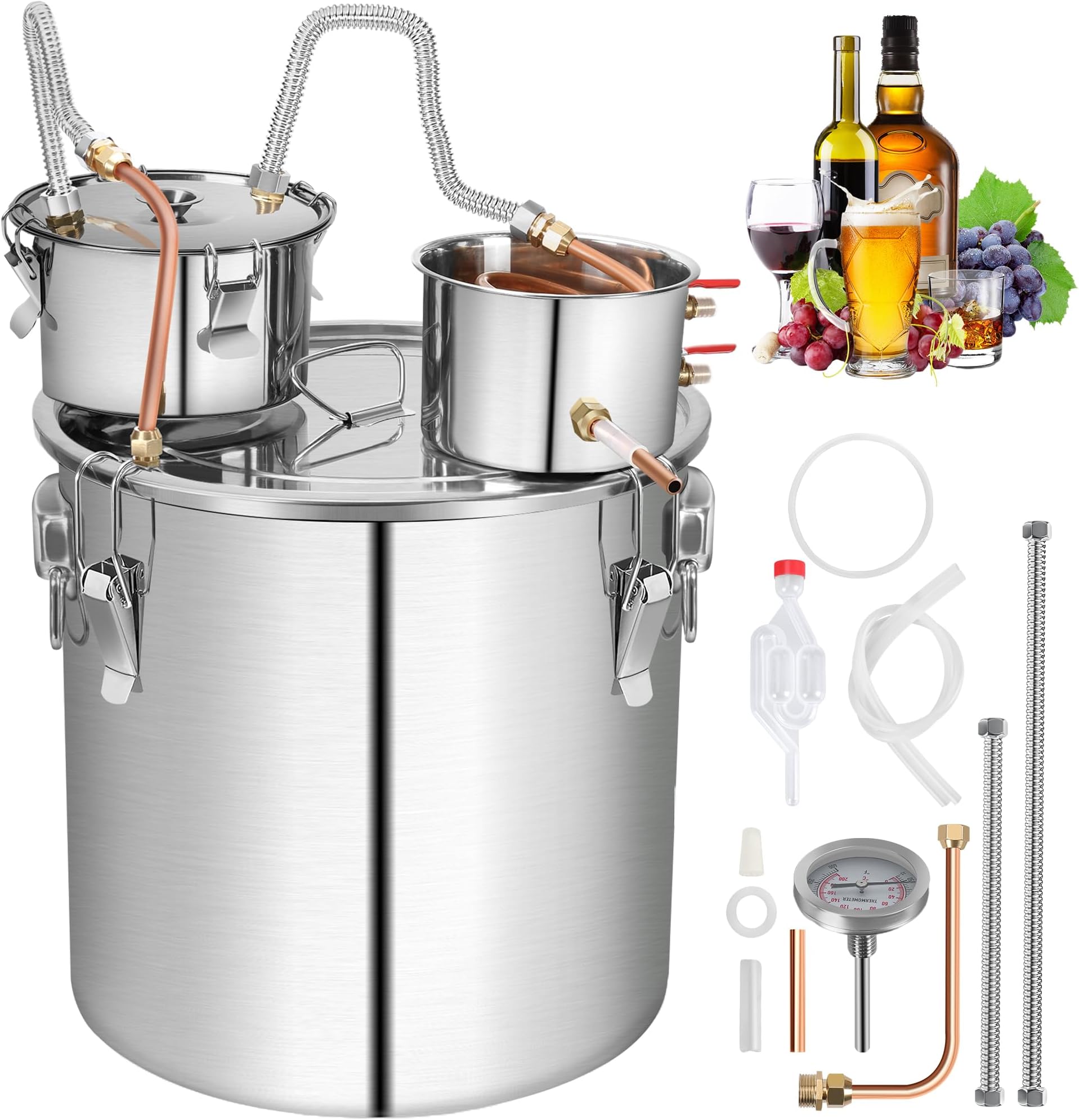 Amazon.com: Rengue Alcohol Still 5 Gal, 19L Stainless Steel Alcohol ...