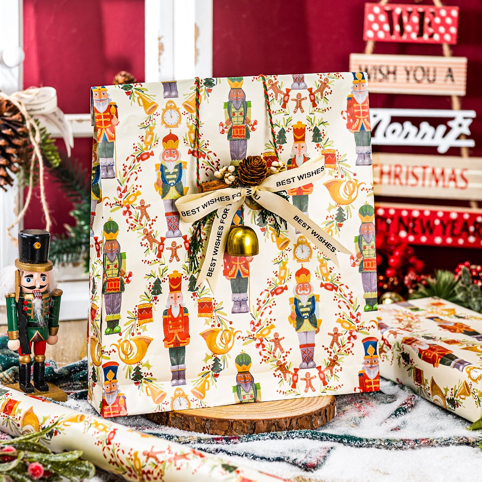 Snapklik.com : MAYPLUSS Nutcracker Christmas Wrapping Paper Roll ...
