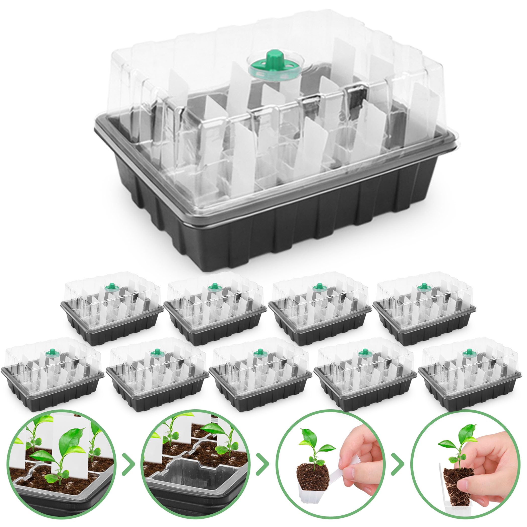 Snapklik.com : DUALCROWN-10 Pack Plant Growing Trays For Flower Seeds