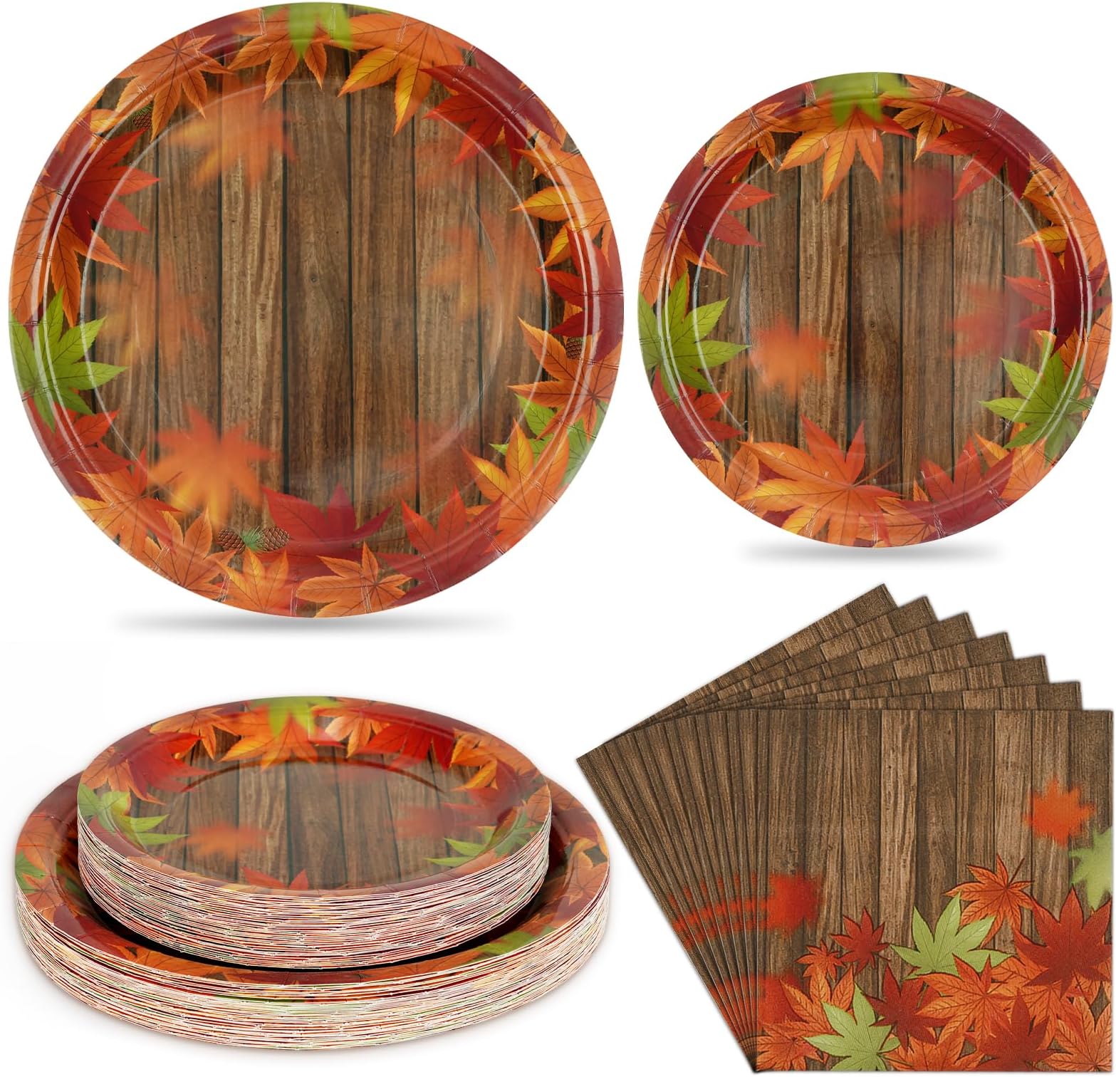 Amazon.com: Homlouue 200 Pcs Fall Paper Plates and Napkins, Autumn ...