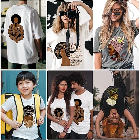 Amazon.com: WOJOJOP Black Women Iron On Decals, 2 Pcs DIY Heat Transfer ...