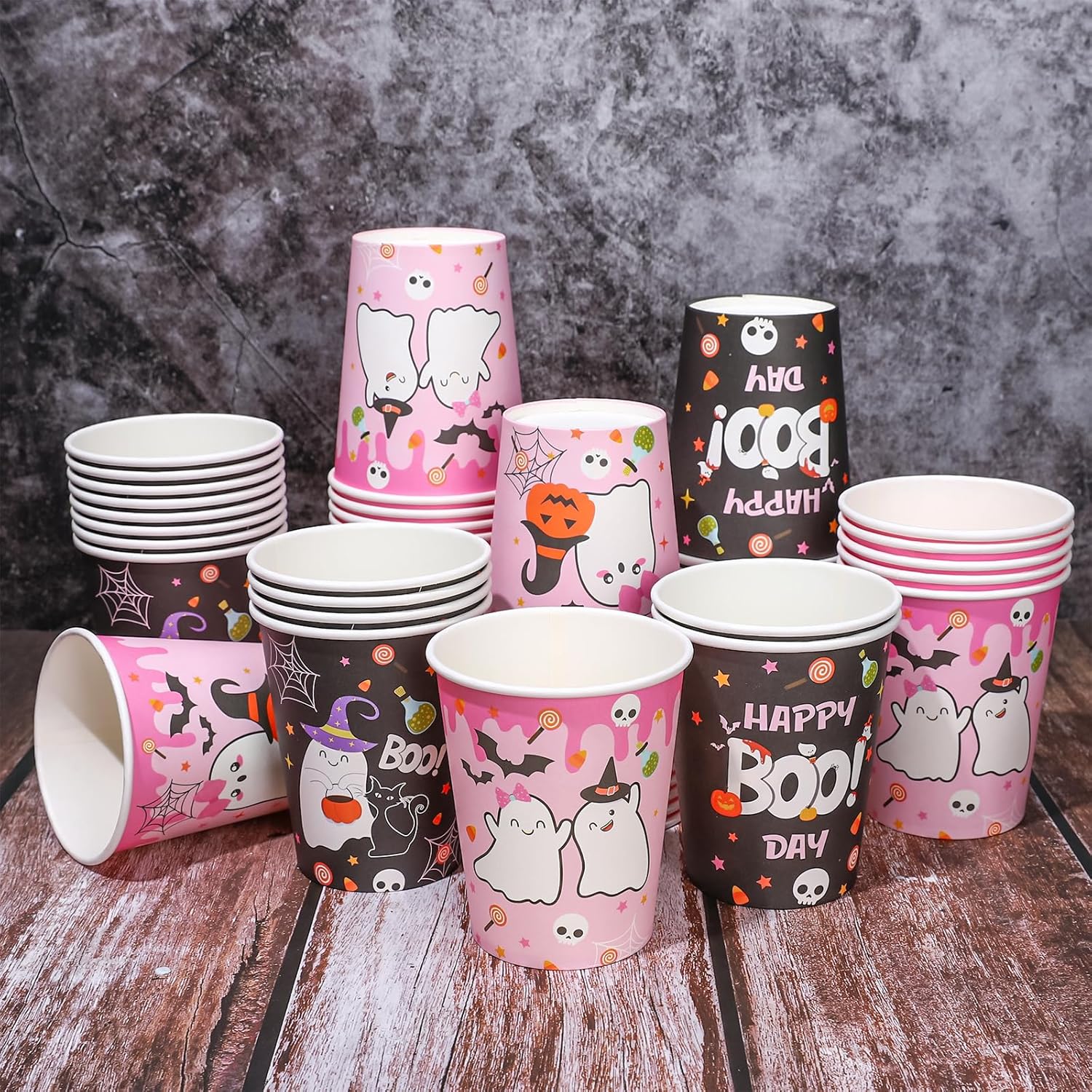 Amazon.com: JarThenaAMCS 100Pcs Halloween Ghost Paper Cups Cute Cartoon ...