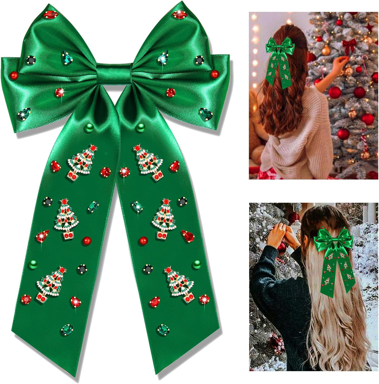 Amazon.com : Christmas Hair Bows for Women Girls Christmas Tree Hair ...