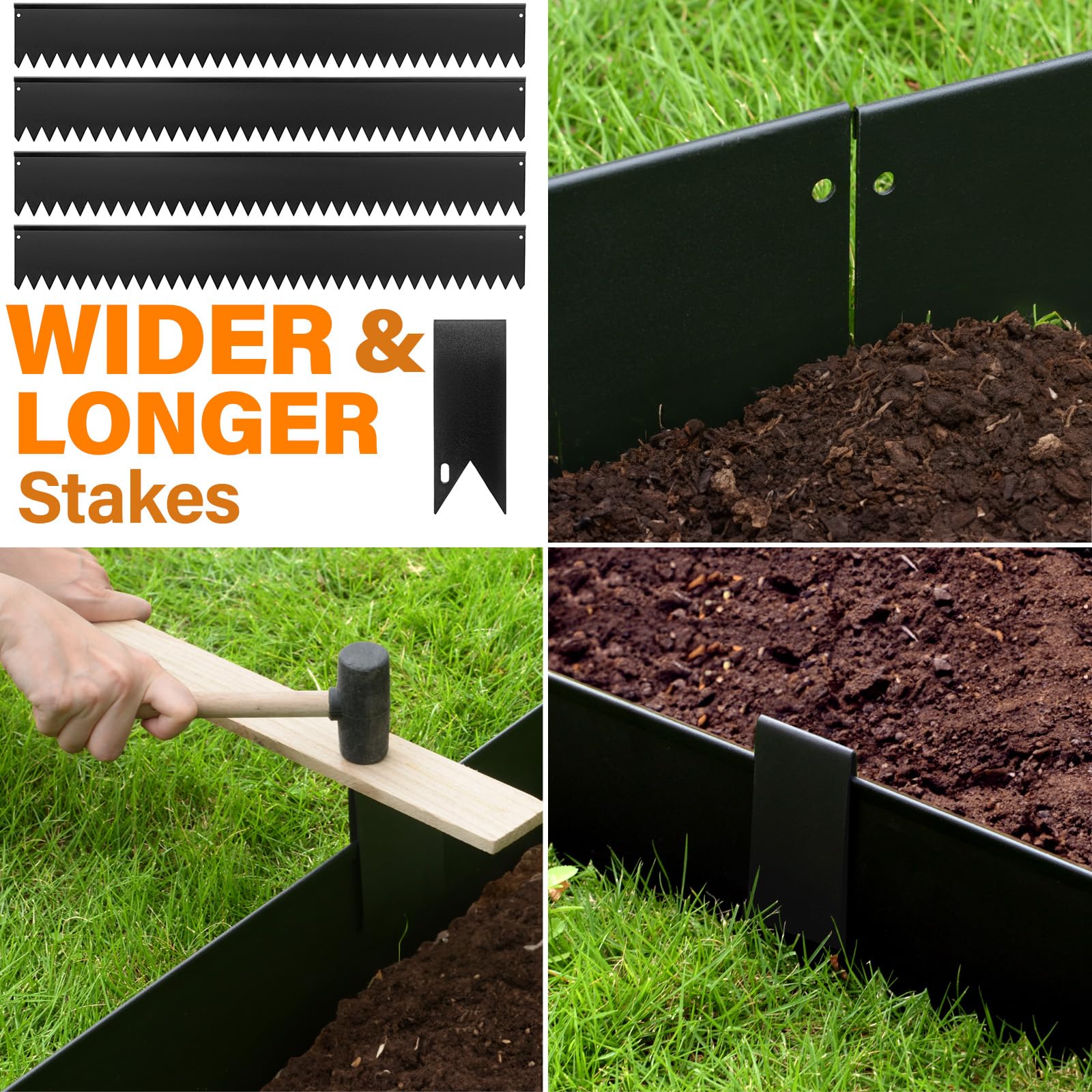 Snapklik.com : LAVEVE Landscape Edging Galvanized Steel Black, Hammer ...