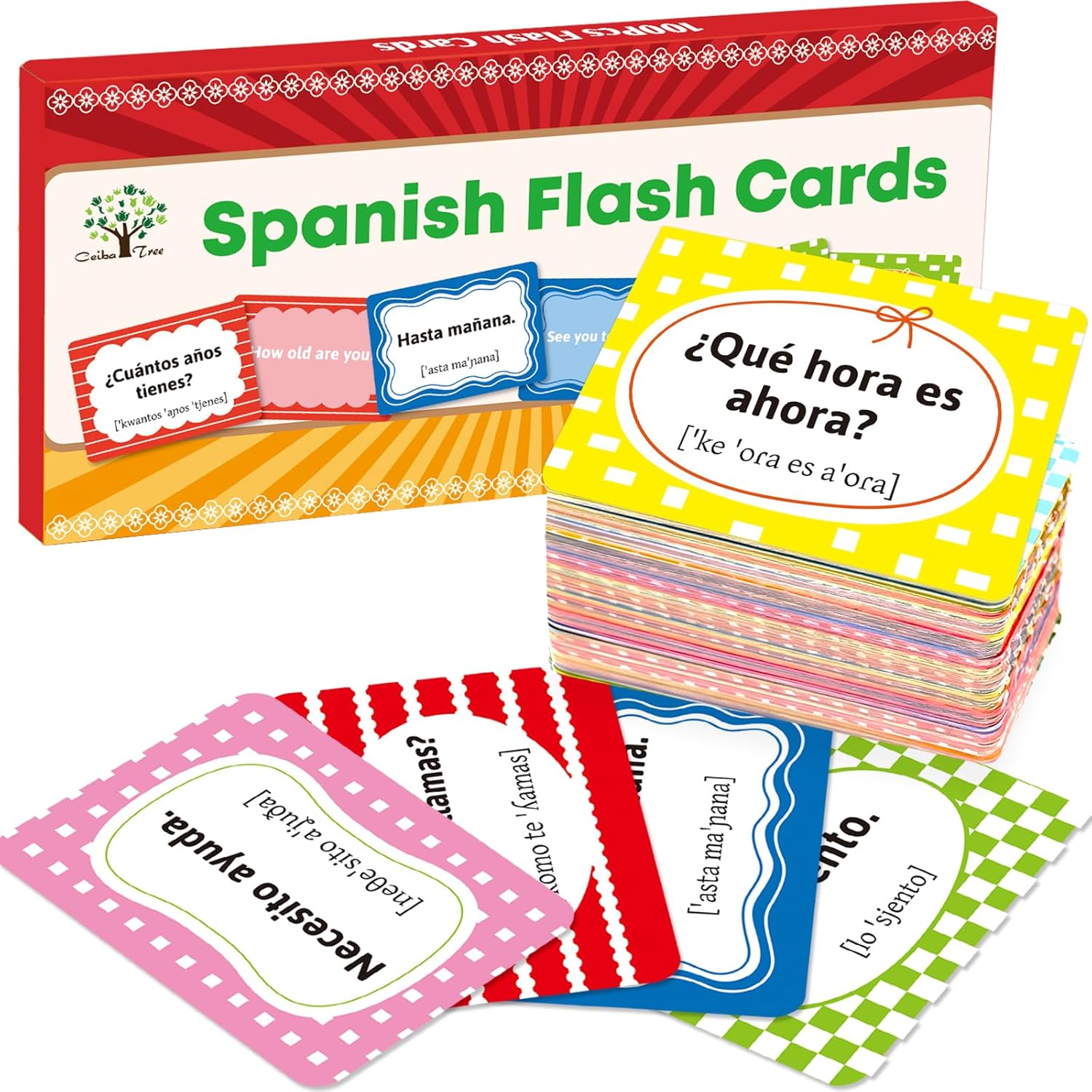 Amazon.com: Ceiba Tree Spanish Conversational Phrase Flash Cards ...