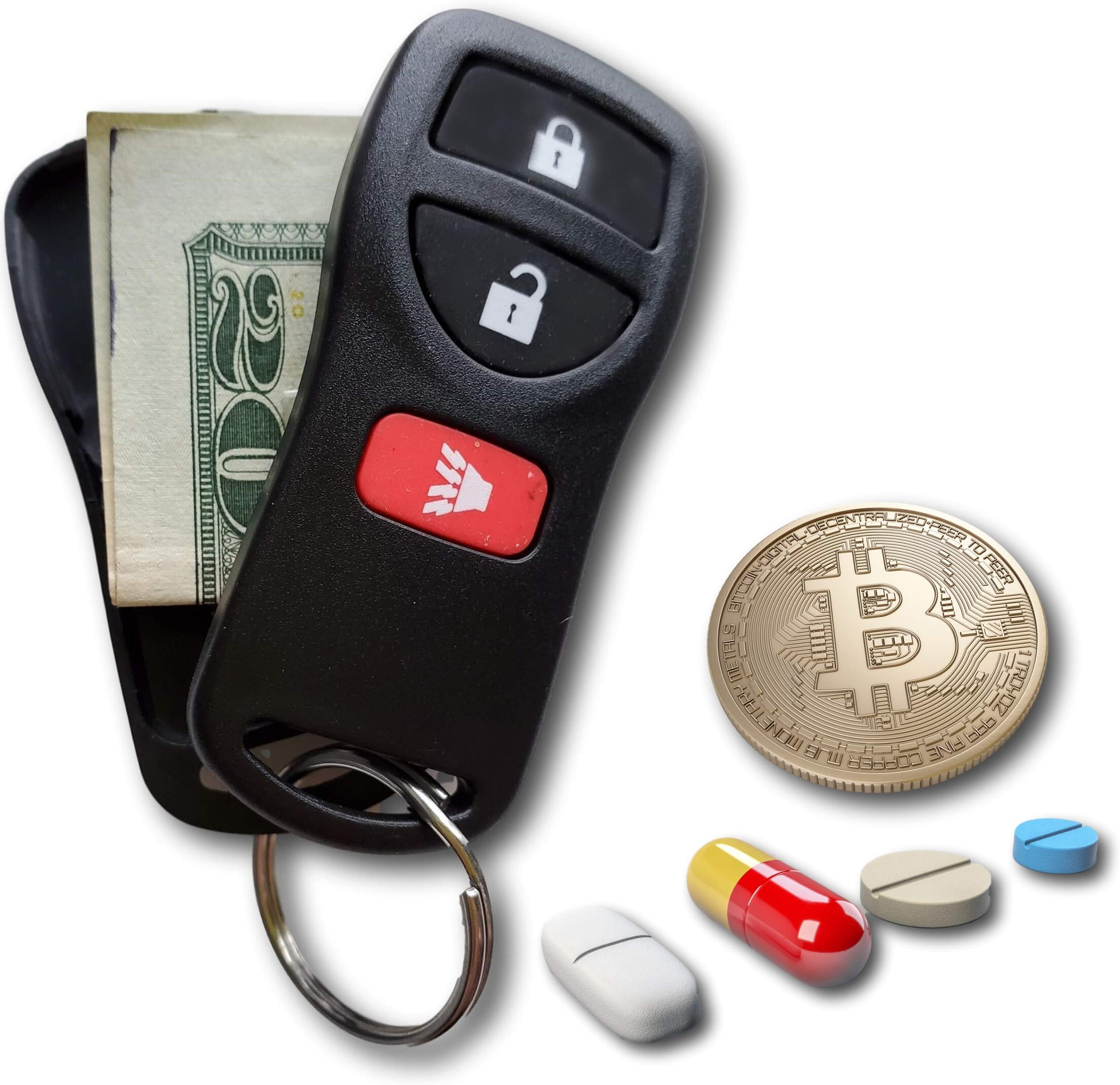 2 pack Car Key Fob Stash Secret Hidden Compartment Safe Box Diversion ...