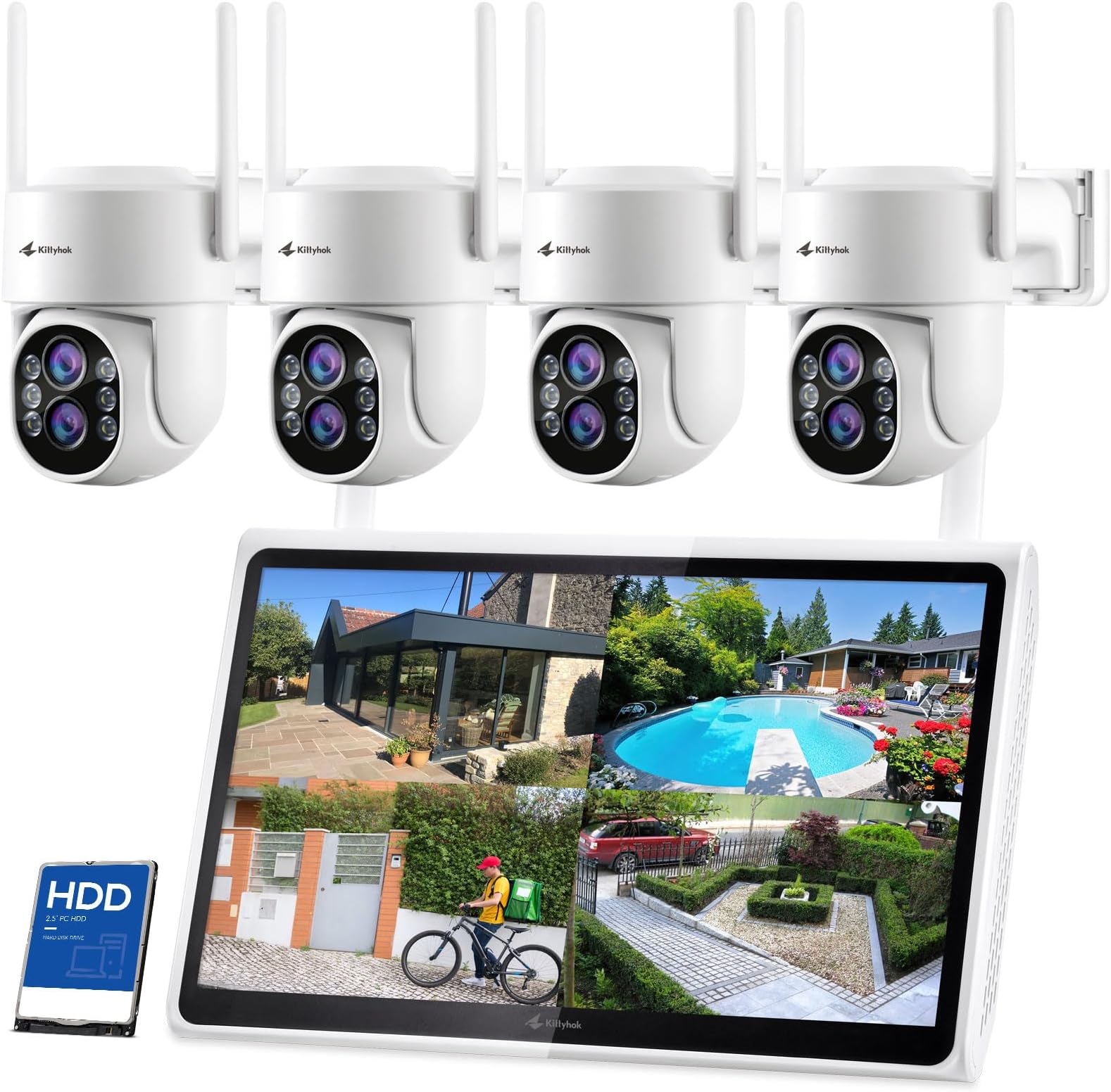 Amazon.com : Kittyhok Wireless Security Camera System Outdoor with ...