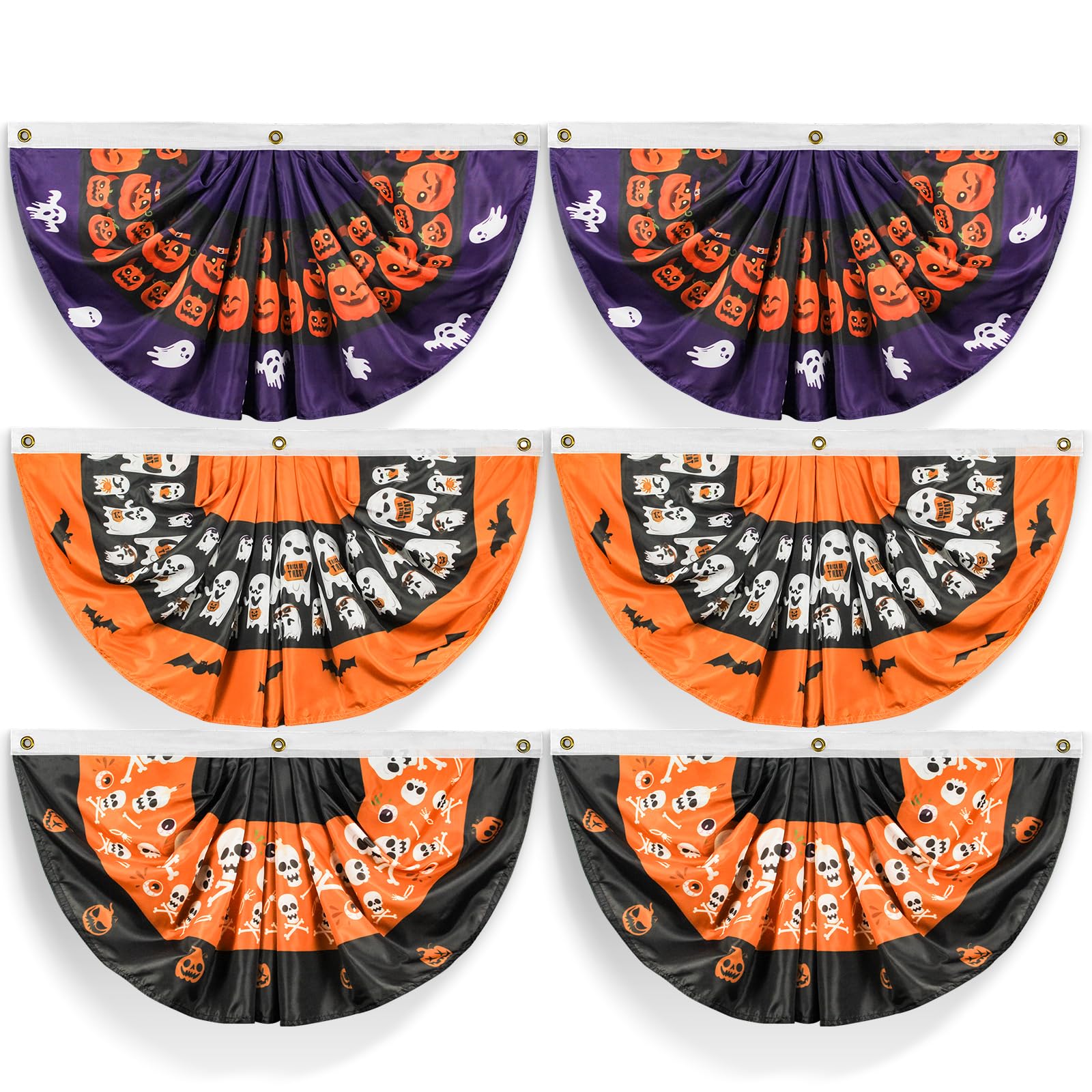 Snapklik.com : 6 Pieces Halloween Pleated Fan Flag Bunting 15x3 Ft ...