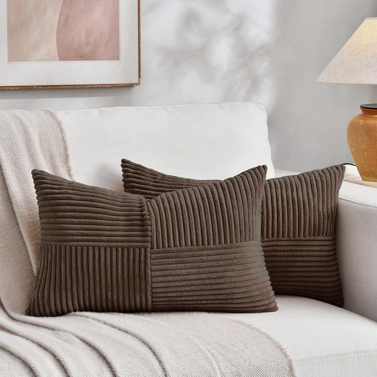 Amazon.com: Fancy Homi 2 Packs Dark Brown Lumbar Decorative Throw ...