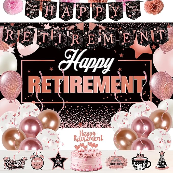 Happy Retirement Party Decorations - Includes Happy Retirement Banner ...