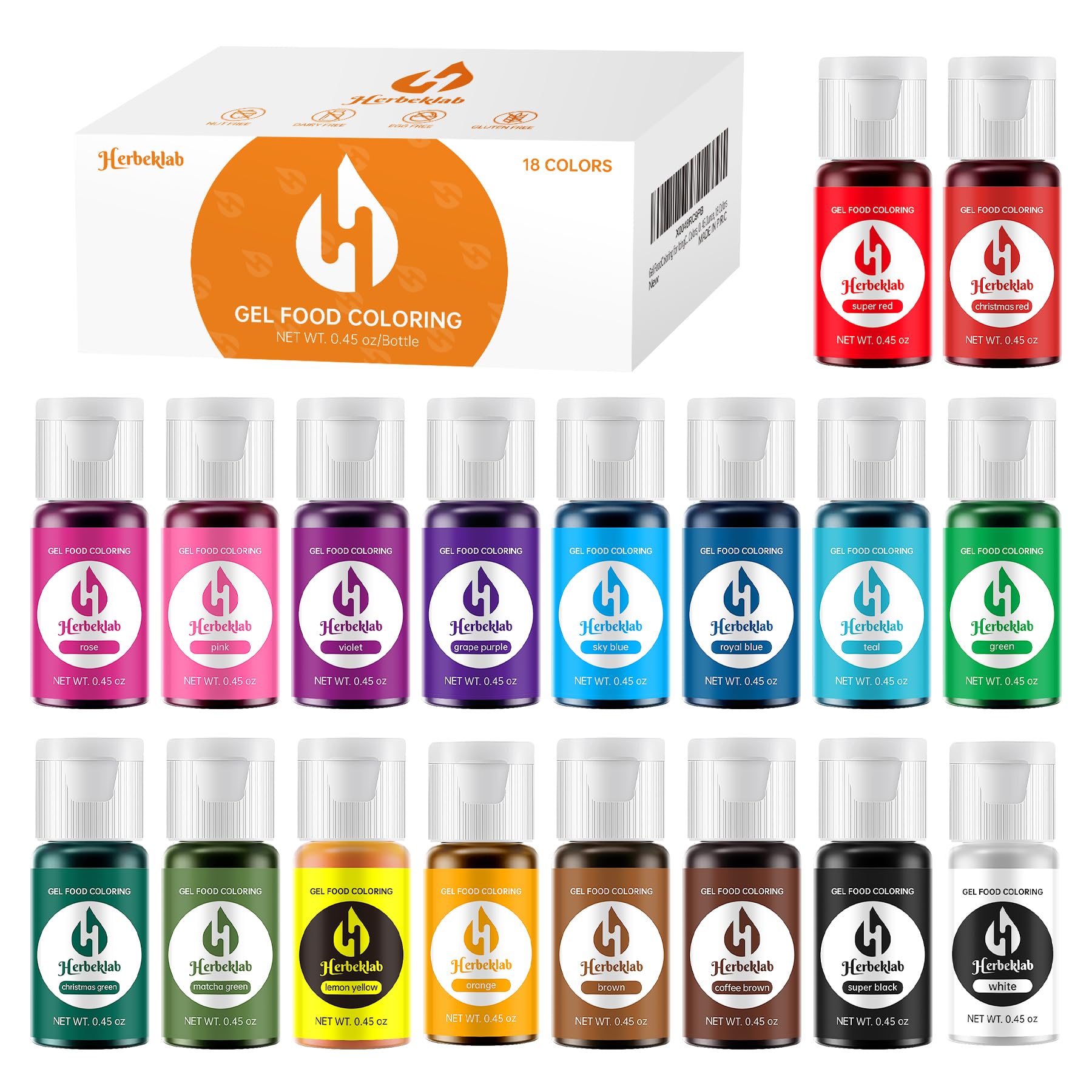 Amazon.com : Food Coloring Gel - Gel Food Coloring 18 Colors x .45 oz ...