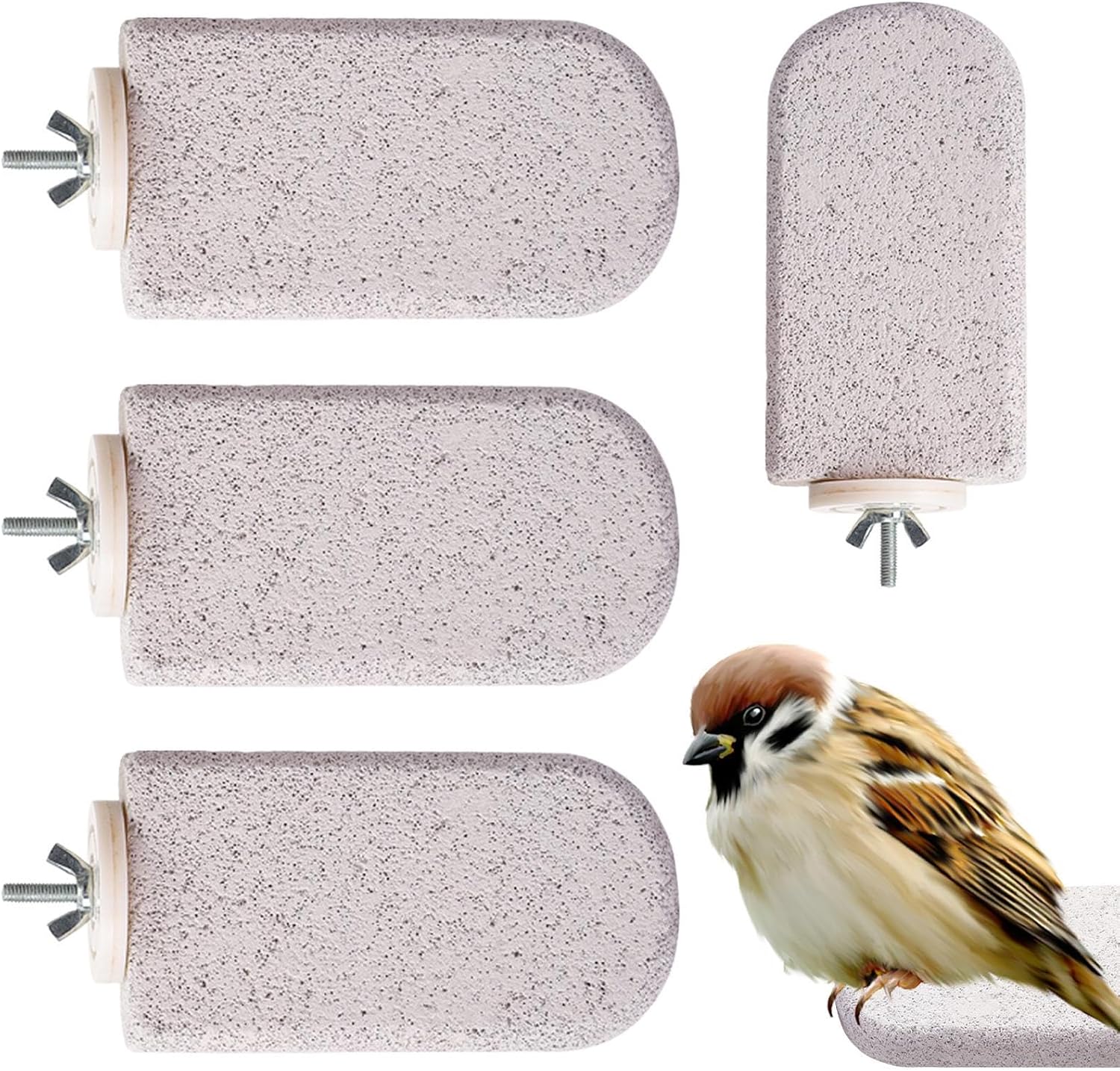 Bird Perch - 4 Piece Volcanic Stone Frosted Bird Paw Grinding Stick Toy ...