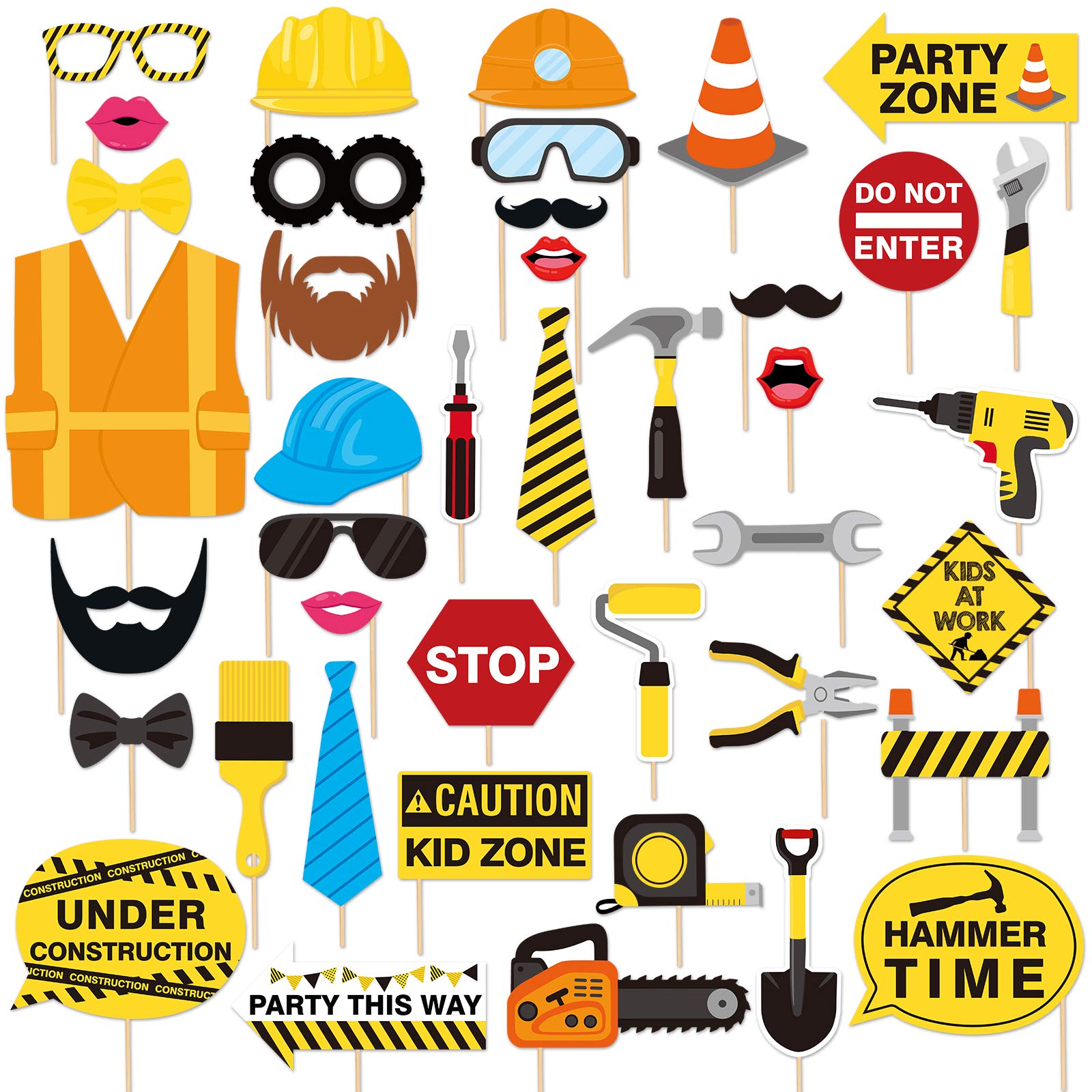 Buy 41Ct Construction Photo Booth Props Construction Truck Centerpieces ...