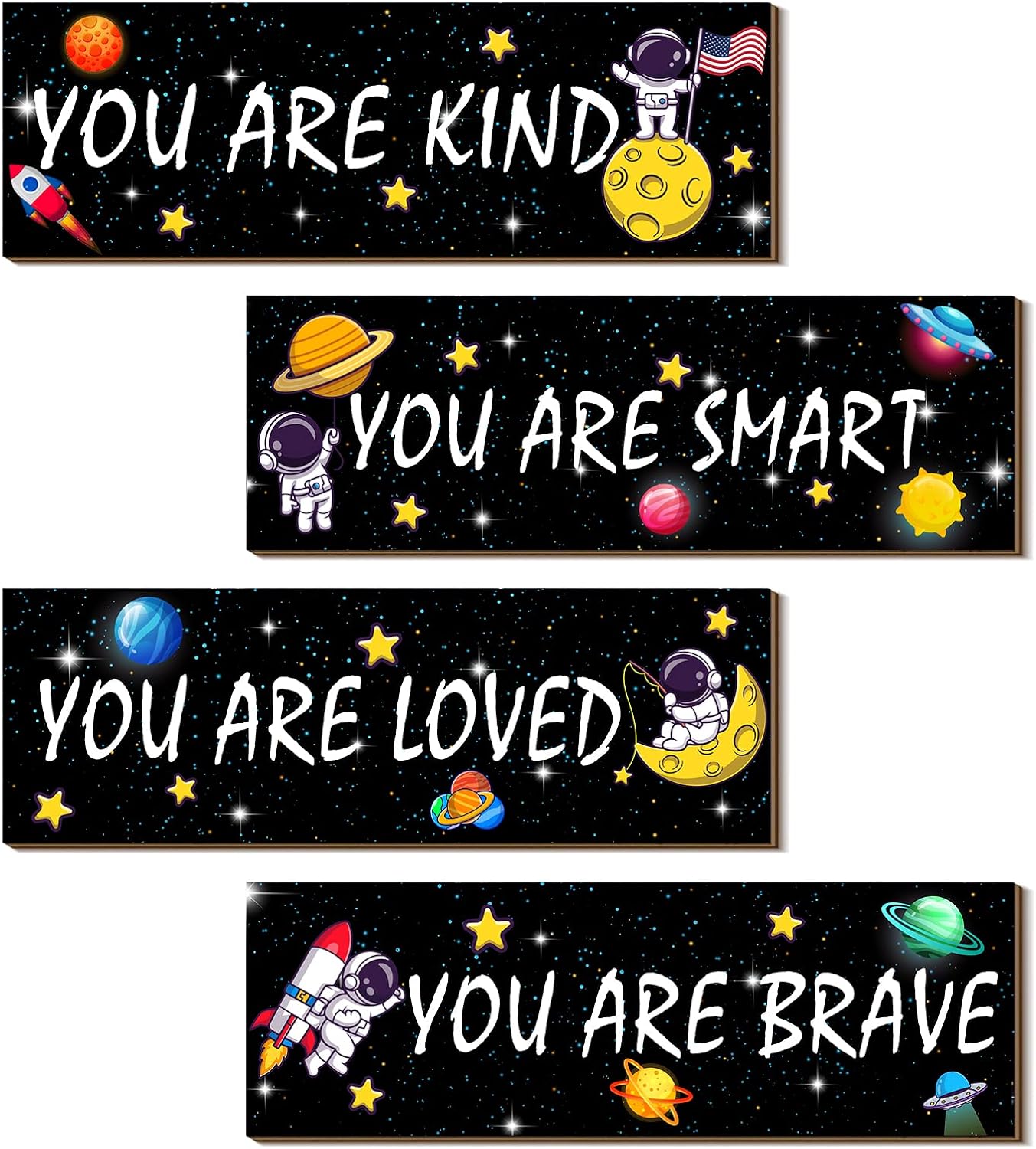 Amazon.com: BAMIDELE 4 PCS Space Wall Art Favors Motivational Quote ...