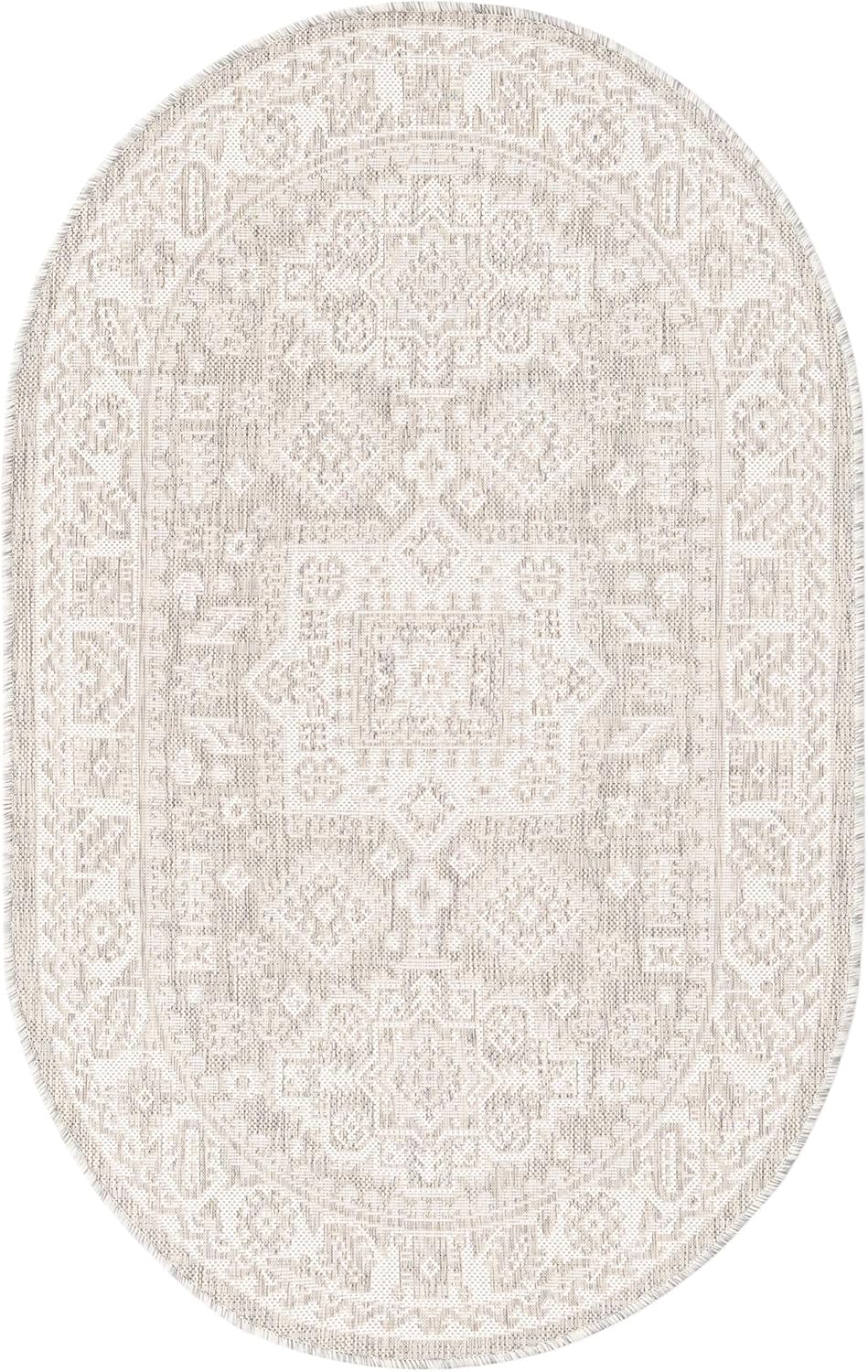 Amazon.com: Rugs.com Outdoor Aztec Collection Rug – 3' x 5' Oval Light ...
